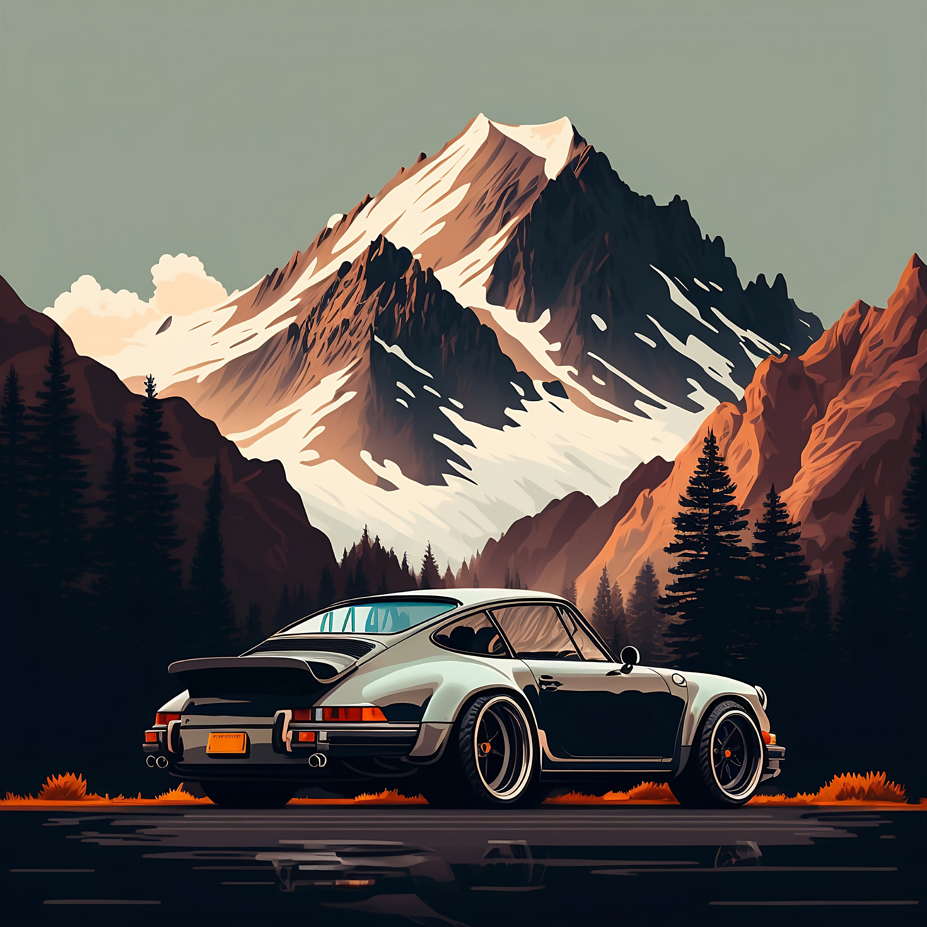 Vintage Porsche 911 on a Mountain Road Nostalgic - Etsy