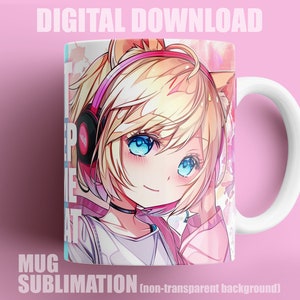 Cute Coffee Chibi Mug Sublimation Design, Mug, Mug Wrap Download ...