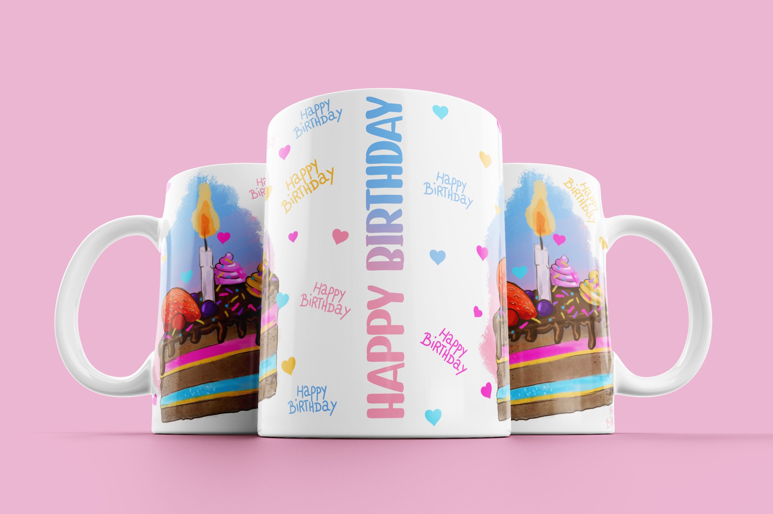 Happy Birthday Mug Sublimation Designs Mug PNG Mug Wrap - Etsy