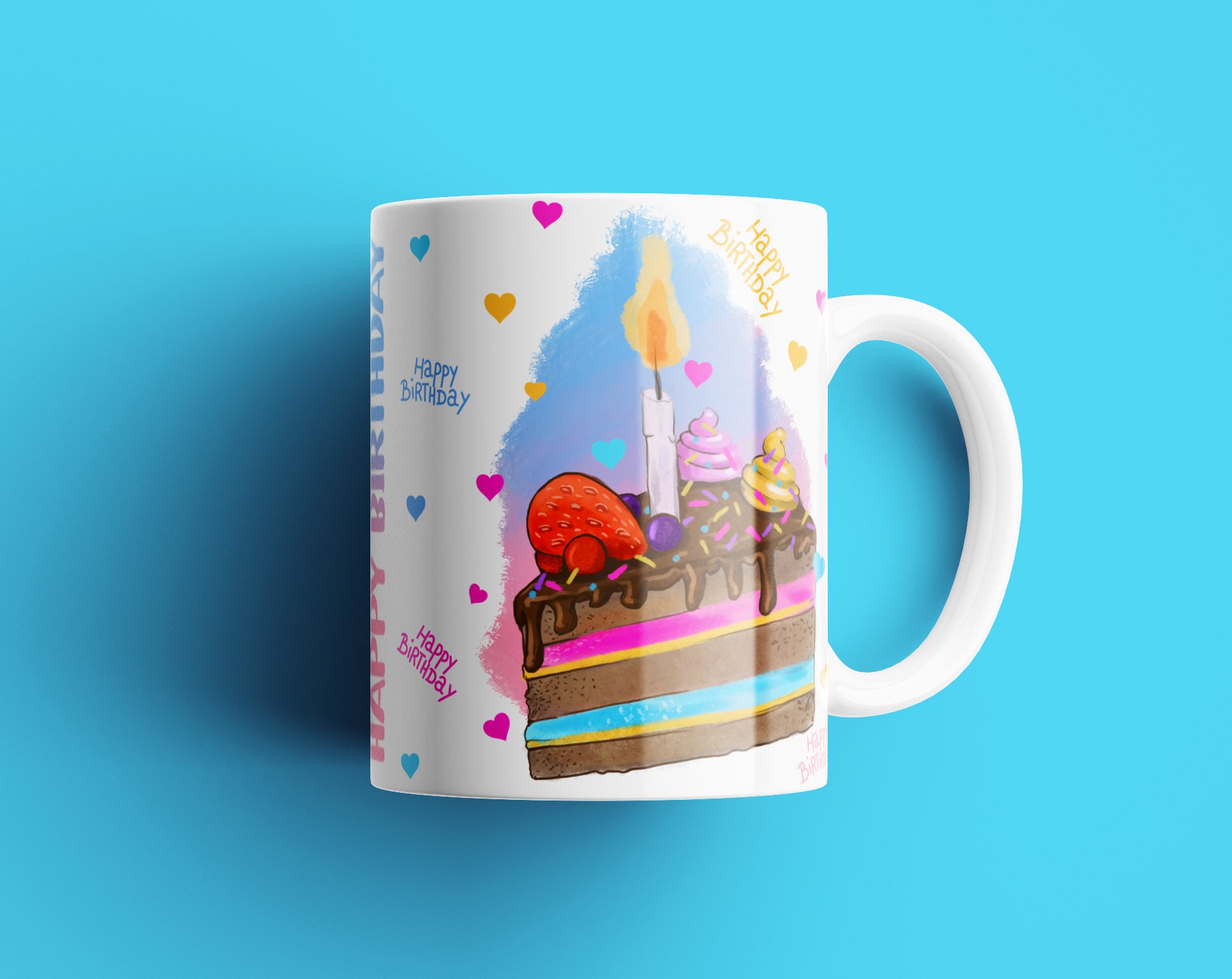 Happy Birthday Mug Sublimation Designs Mug PNG Mug Wrap - Etsy