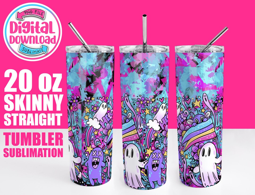 20 Oz Skinny Tumbler, Kawaii Ghost Skinny Tumbler, Graffiti Style ...