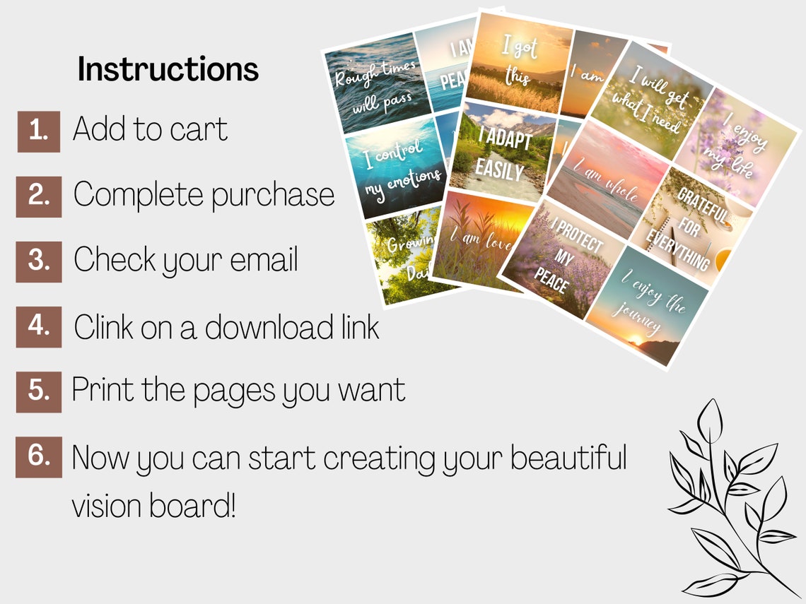Vision Board Printable Kit, Vision Board Printables, 42 Positive ...