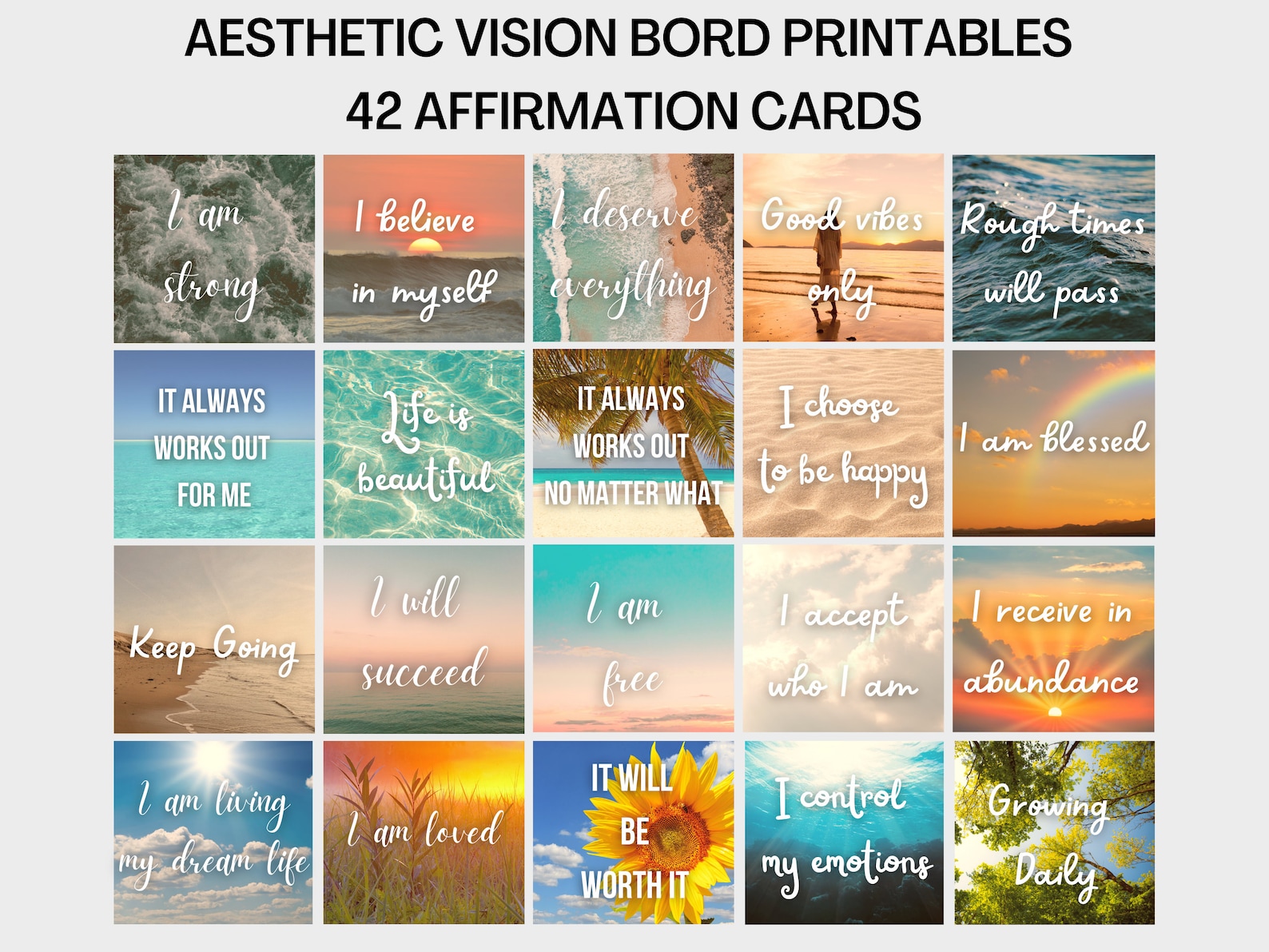 Vision Board Printable Kit, Vision Board Printables, 42 Positive ...