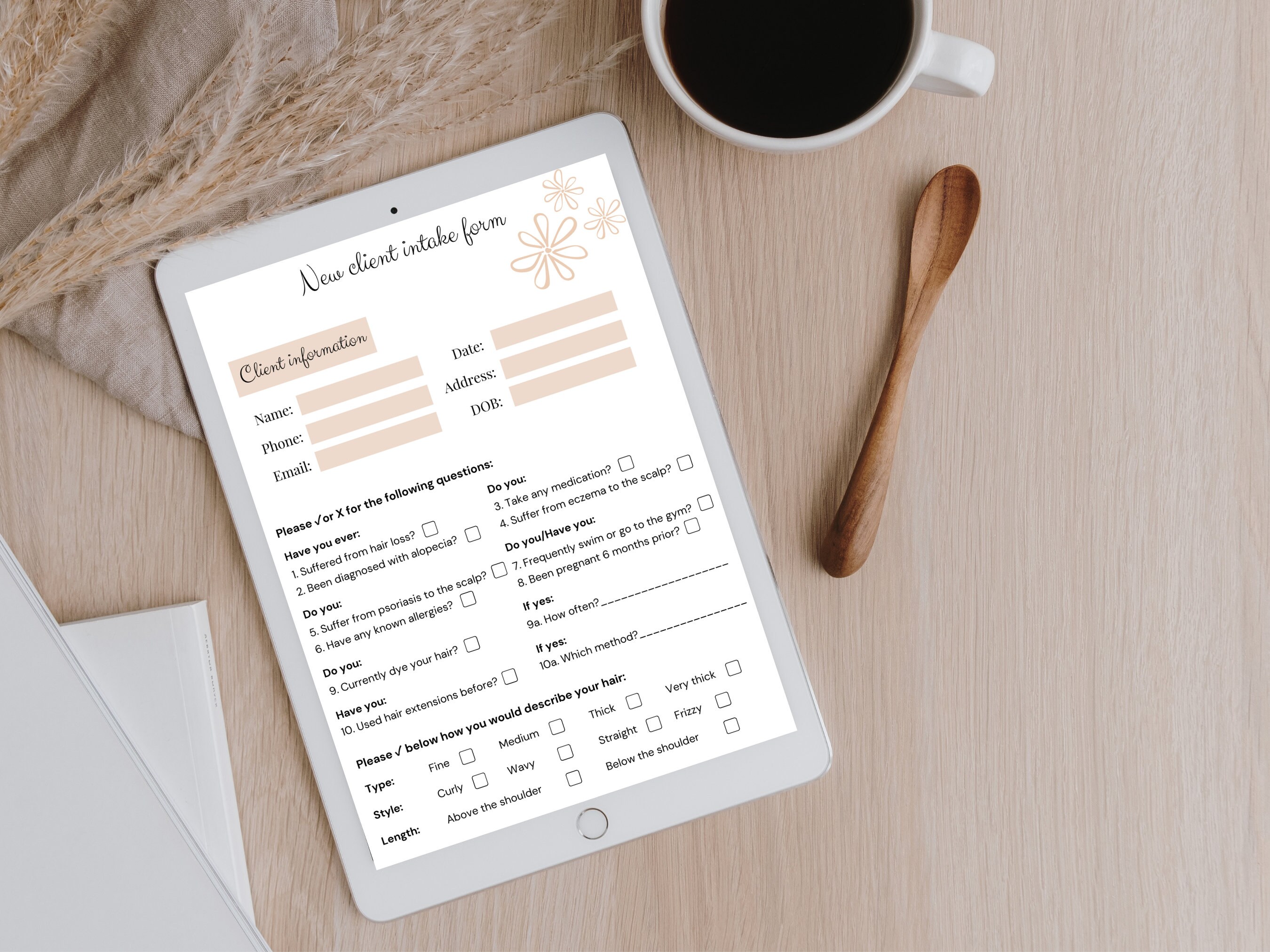 New Client Intake Form for Hairdressers, Hairdresser Consultation Form ...