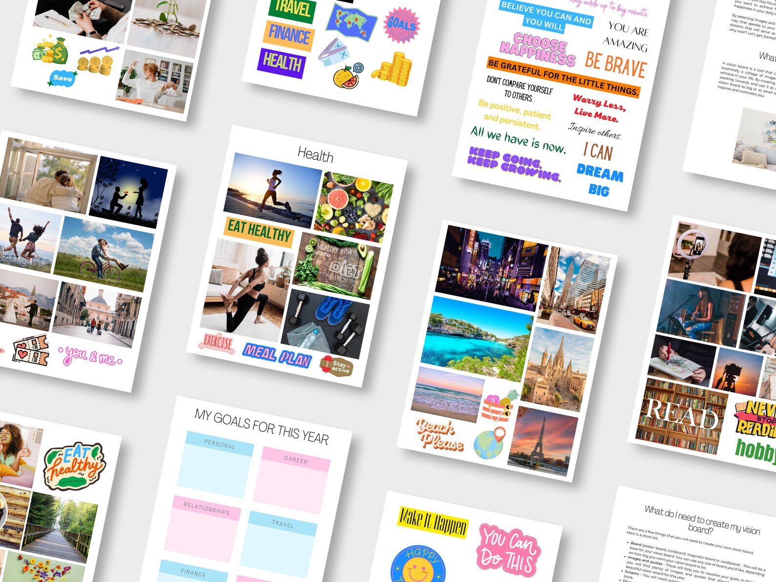 2023 Vision Board Printables, Vision Board Kit, Vision Board Pictures ...