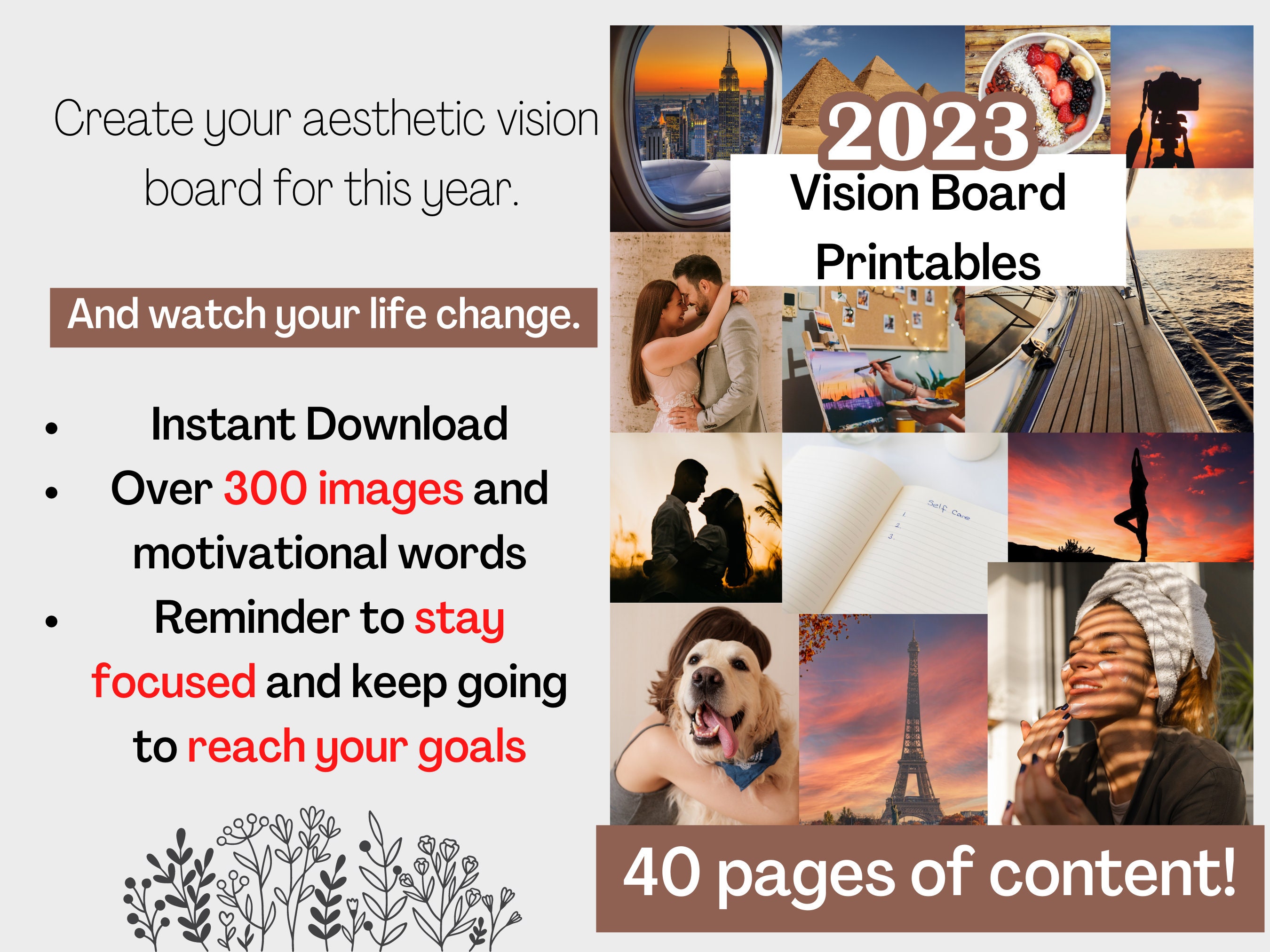 2023 Vision Board Printables, Vision Board Kit, Vision Board Pictures ...