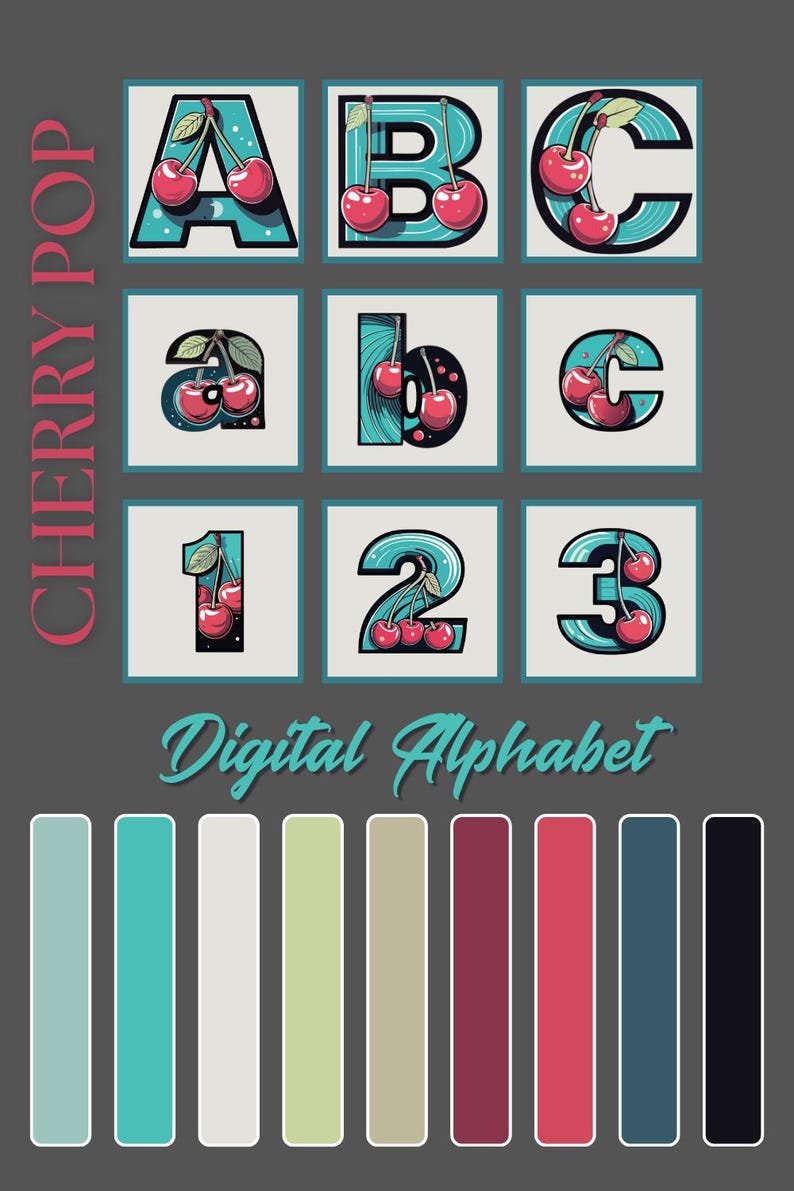 Cherry Pop Alphabet - Digital Download - 128 Pngs - Upper and Lowercase ...