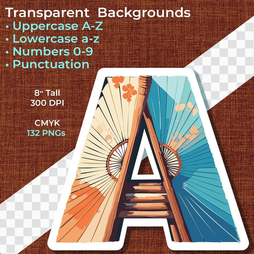 Paper Fans Alphabet - Digital Download - 132 Pngs - Upper and Lowercase ...