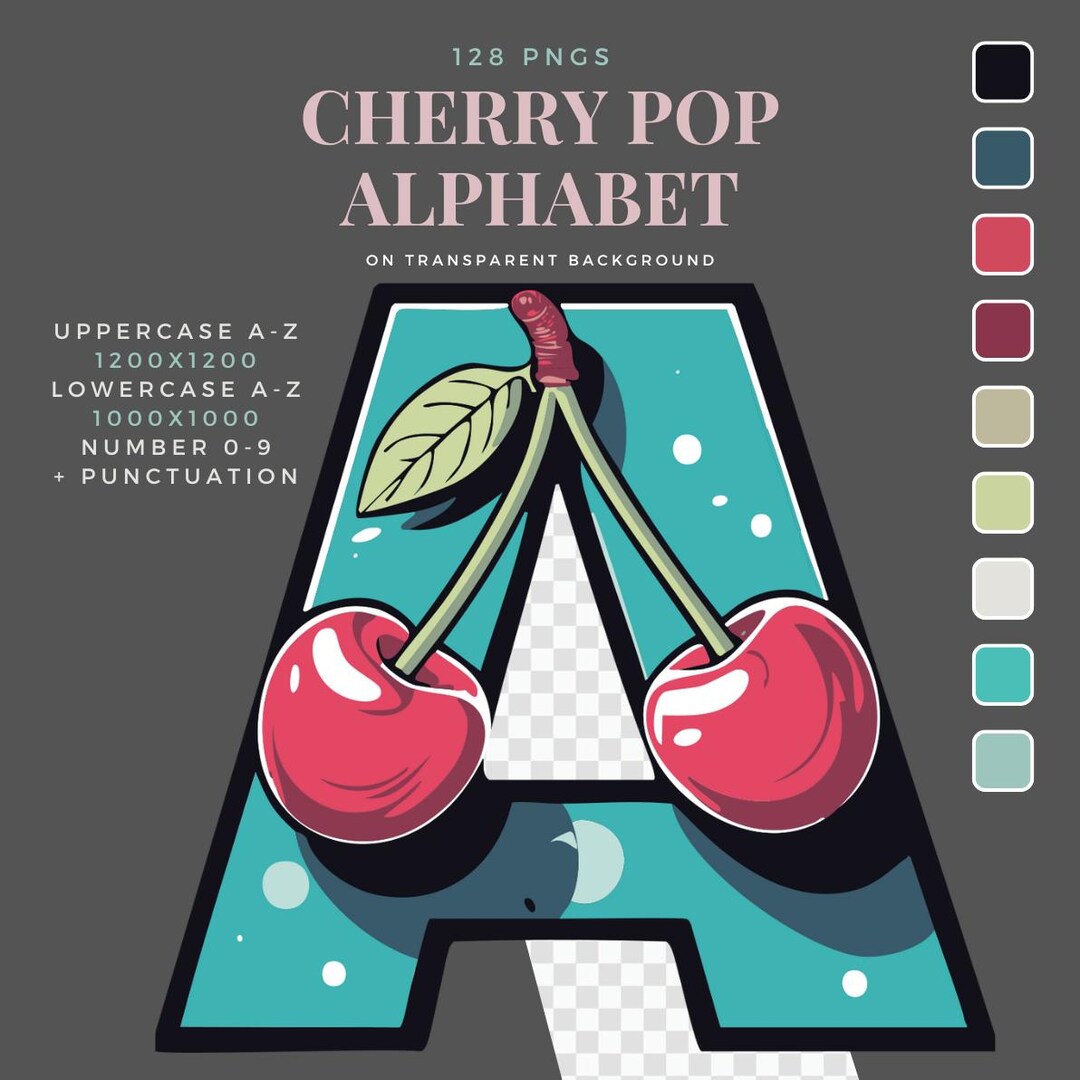 Cherry Pop Alphabet - Digital Download - 128 Pngs - Upper and Lowercase ...
