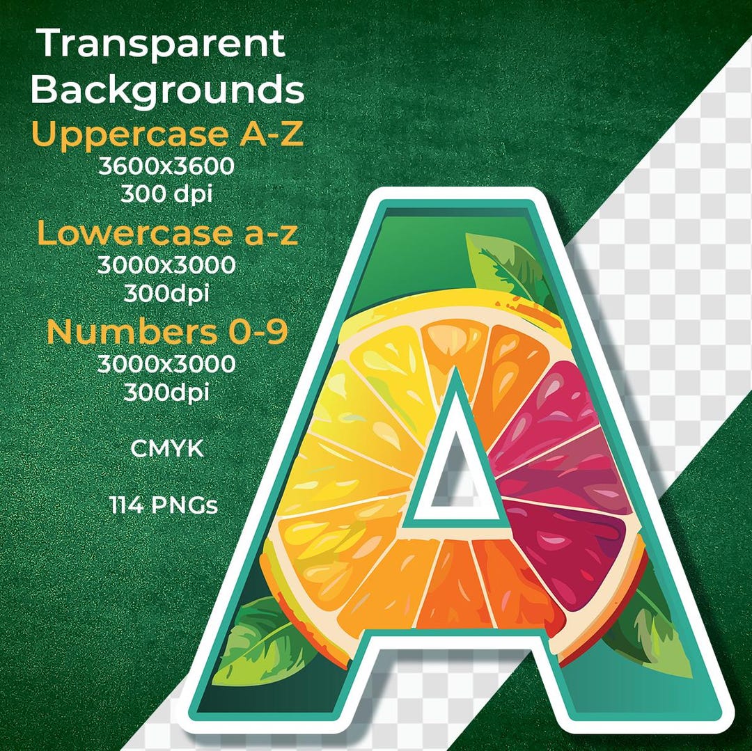 Citrus Slice Alphabet - Digital Download - 114 Pngs - Upper and ...