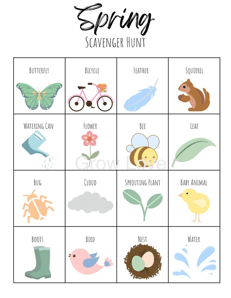 Spring Scavenger Hunt Printable, Instant Digital Download - Etsy
