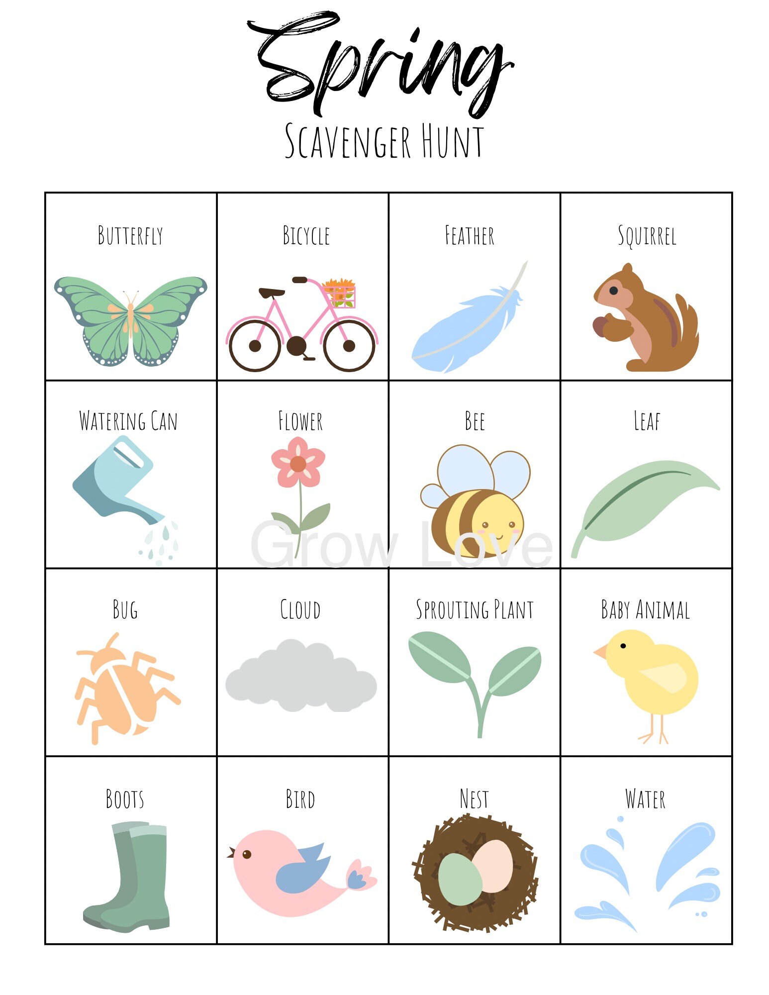 Spring Scavenger Hunt Printable, Instant Digital Download - Etsy