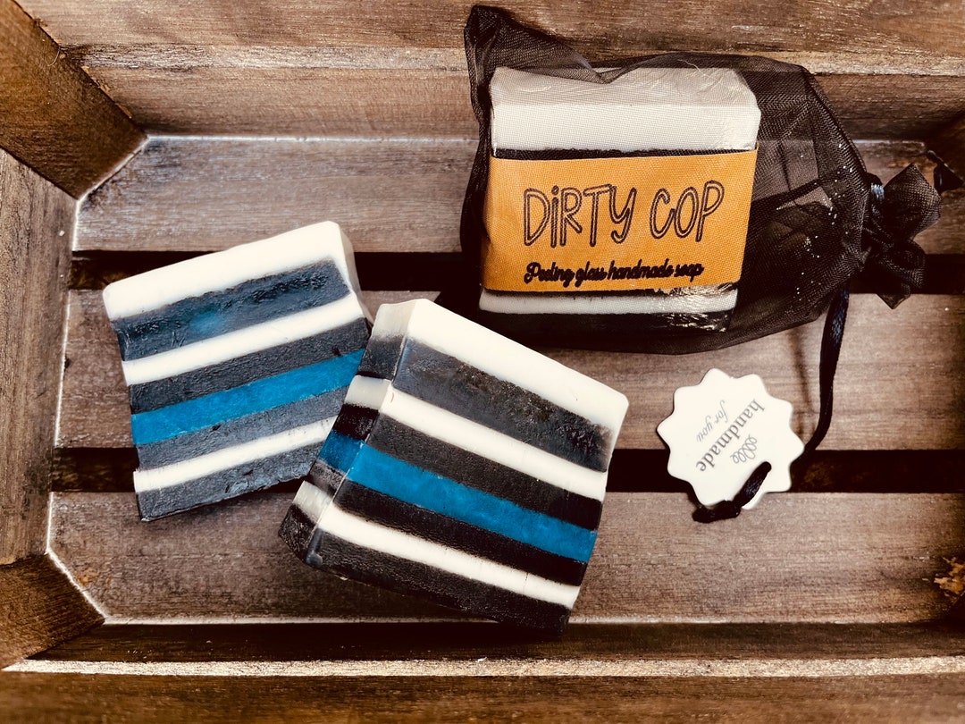 Dirty Cop Mens Bar Soap, Police Officer Themed Soaps, Thin Blue Line Goats Milk Bar Soap, Back ...
