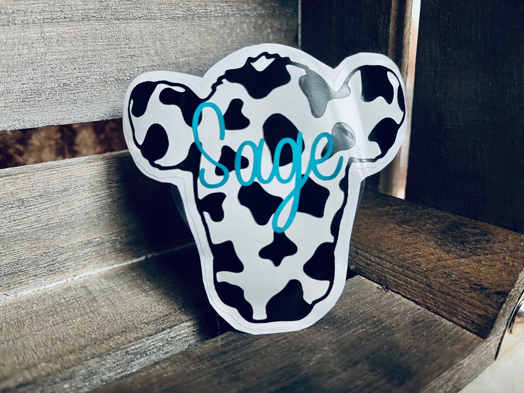 Cow Print Sticker Baby Cow Custom Cow Decal/ Custom Decal Name ...