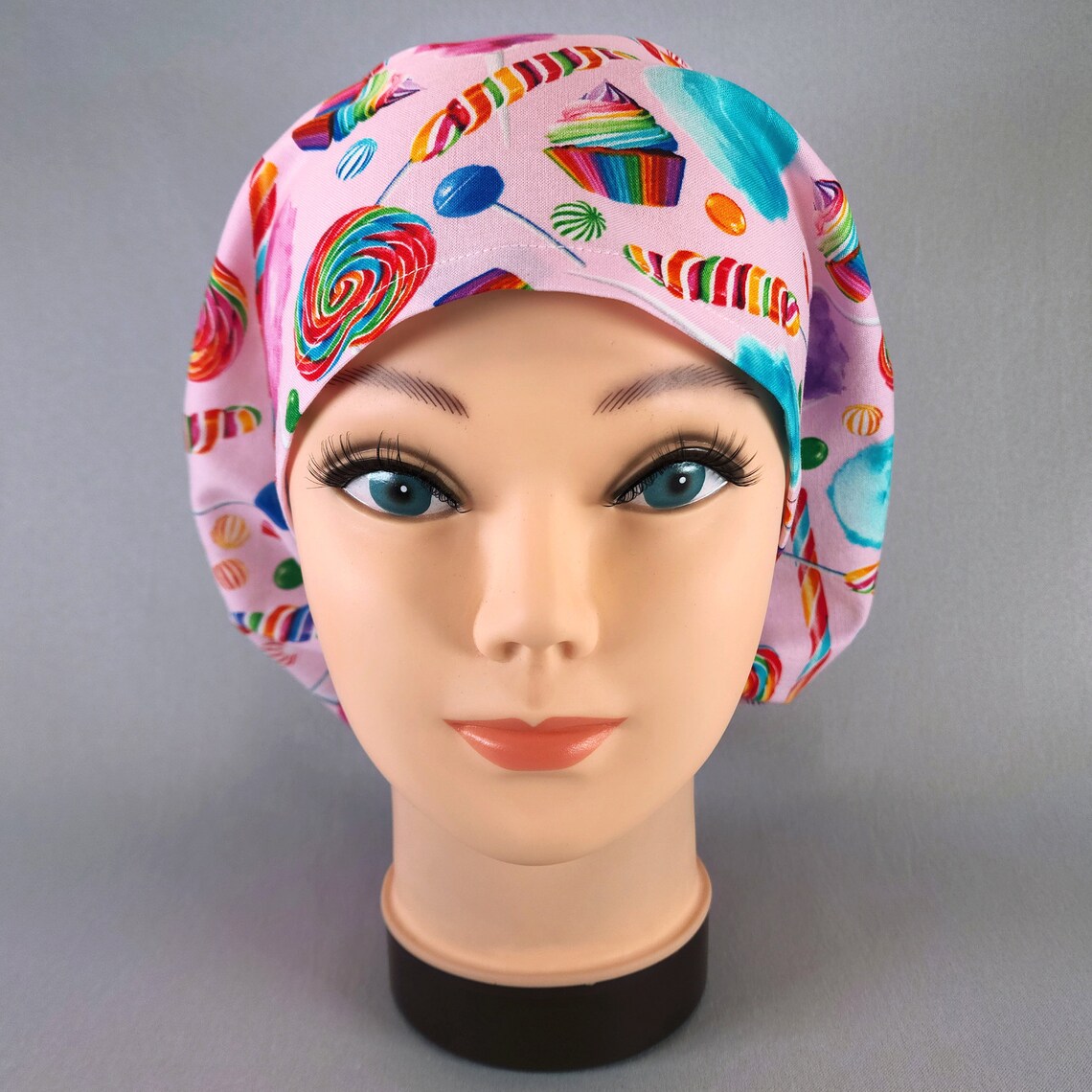 Summer Sweet Treats Euro Scrub Cap for Women, Pink Surgical Hat With ...