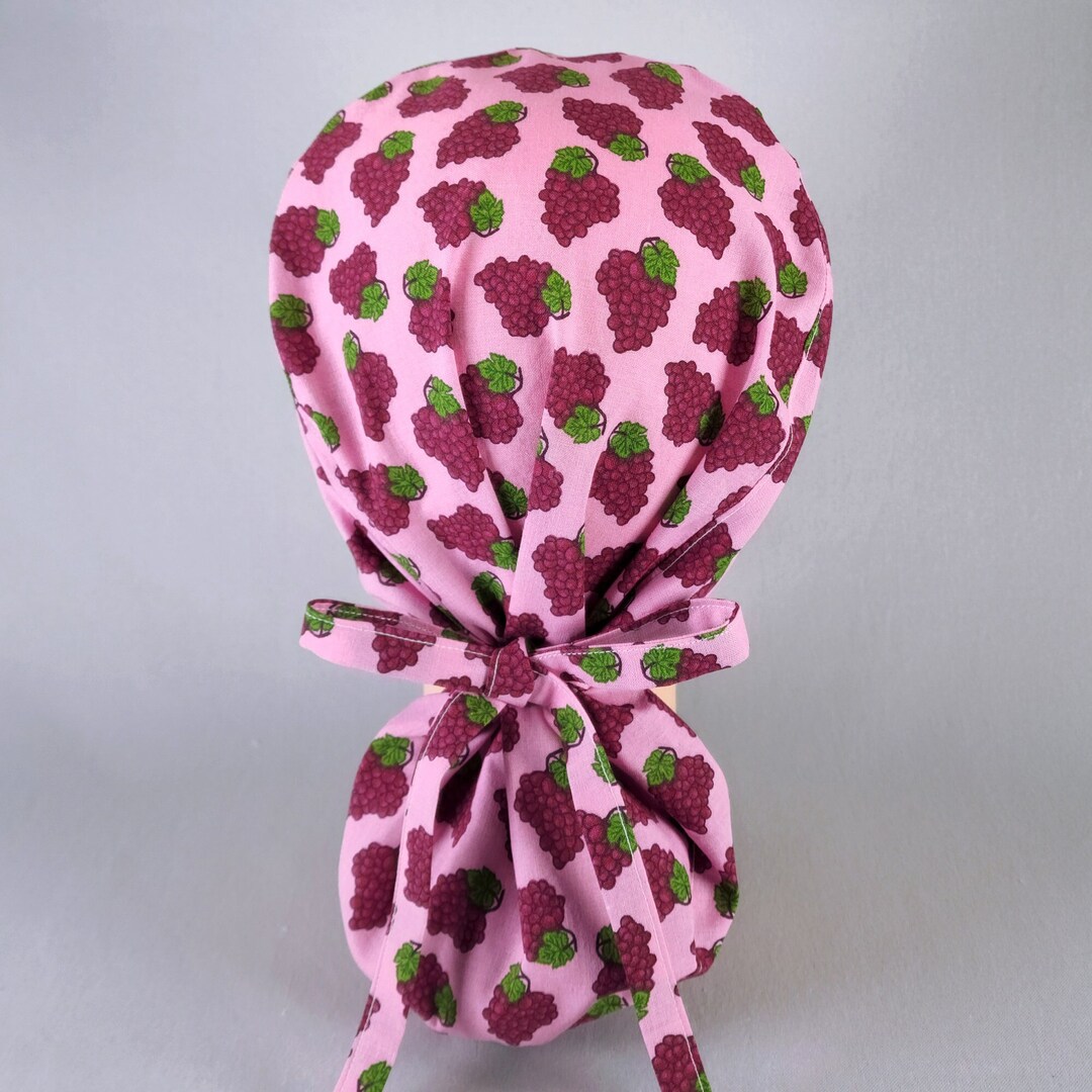 Purple Grapes Ponytail Scrub Cap: Handmade Cotton Surgical Hat - Etsy