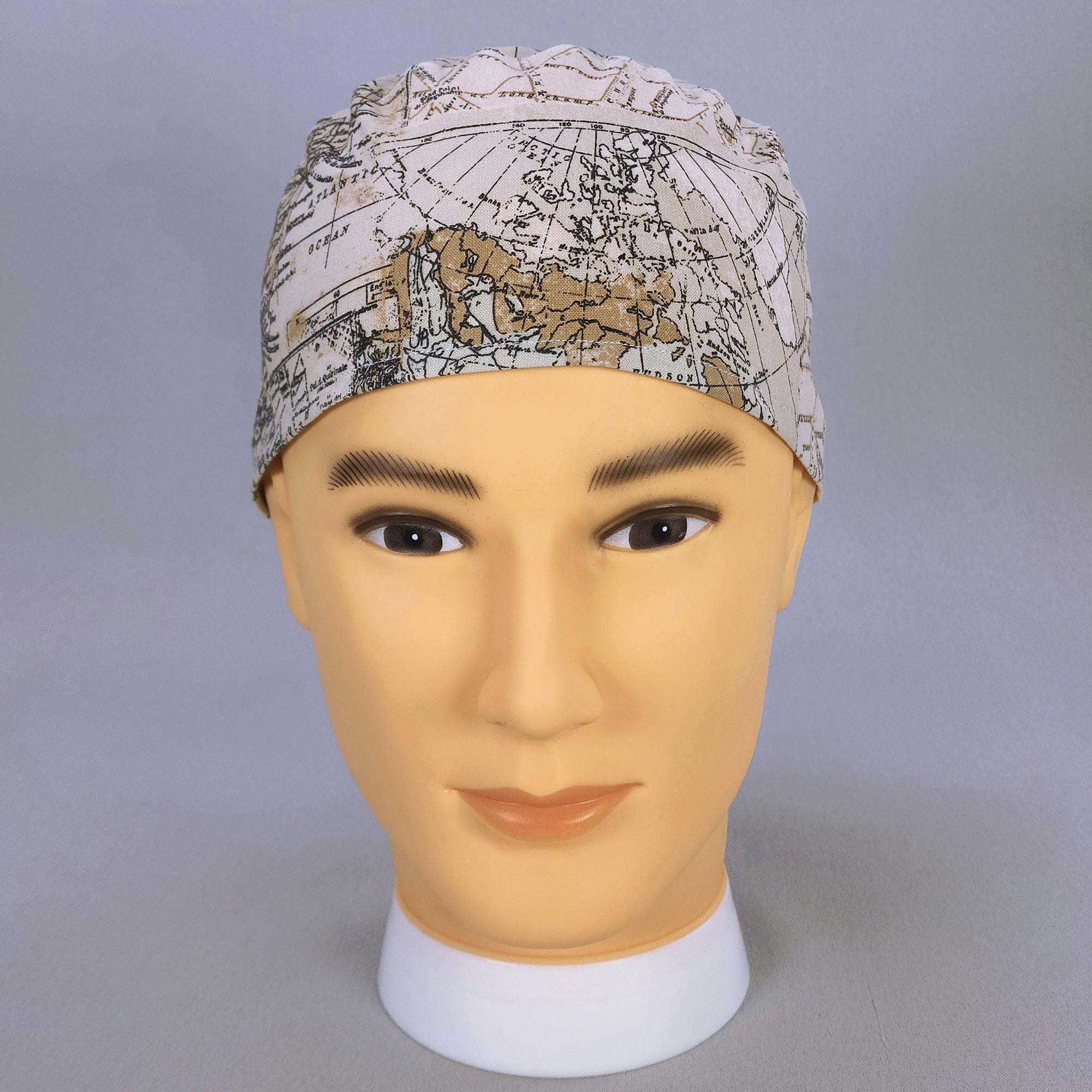 World Map Scrub Cap: Cotton Surgical Hat, Unisex Tie Back - Etsy