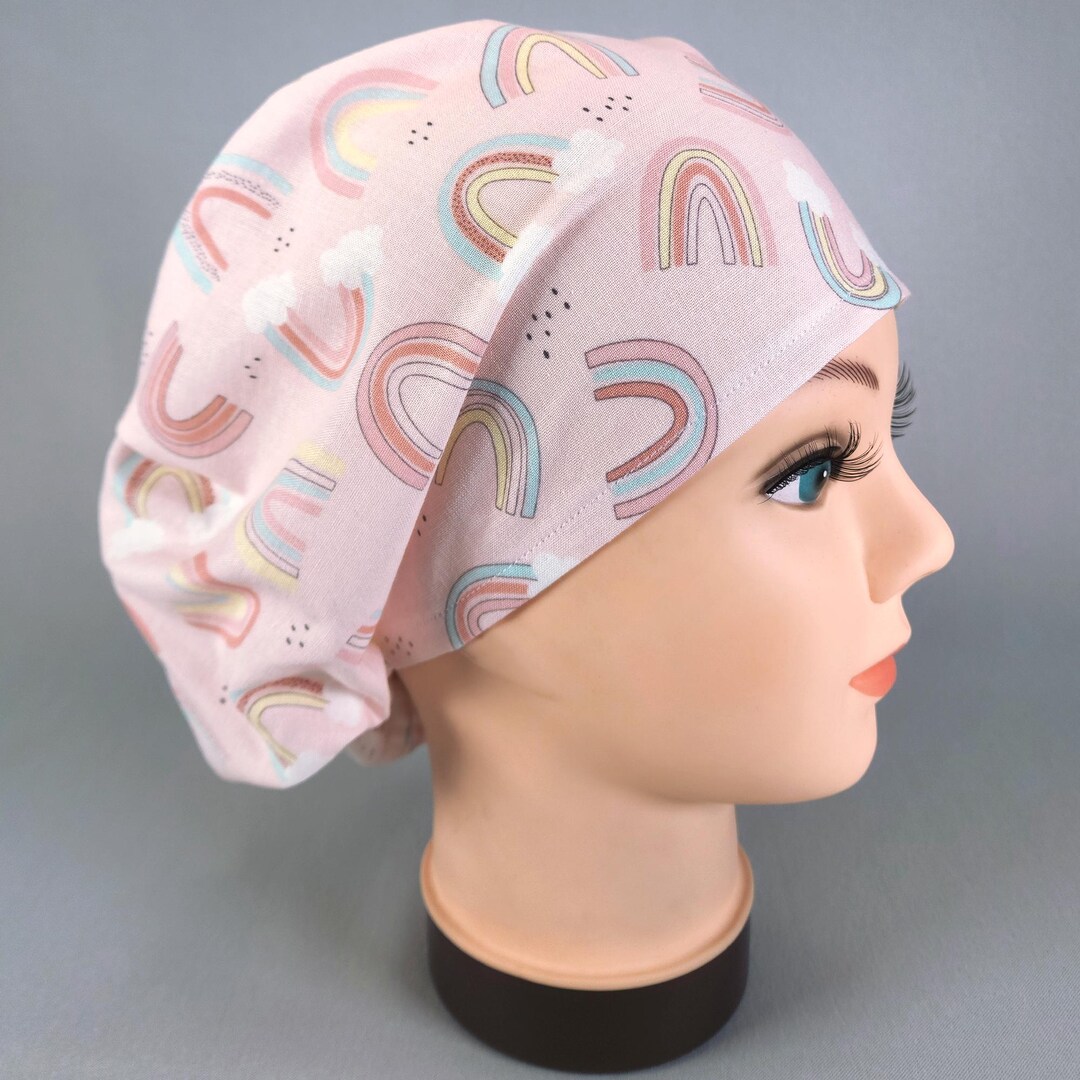 Euro Scrub Cap for Women, Pastel Rainbow Surgical Hat, Cute Surgery ...