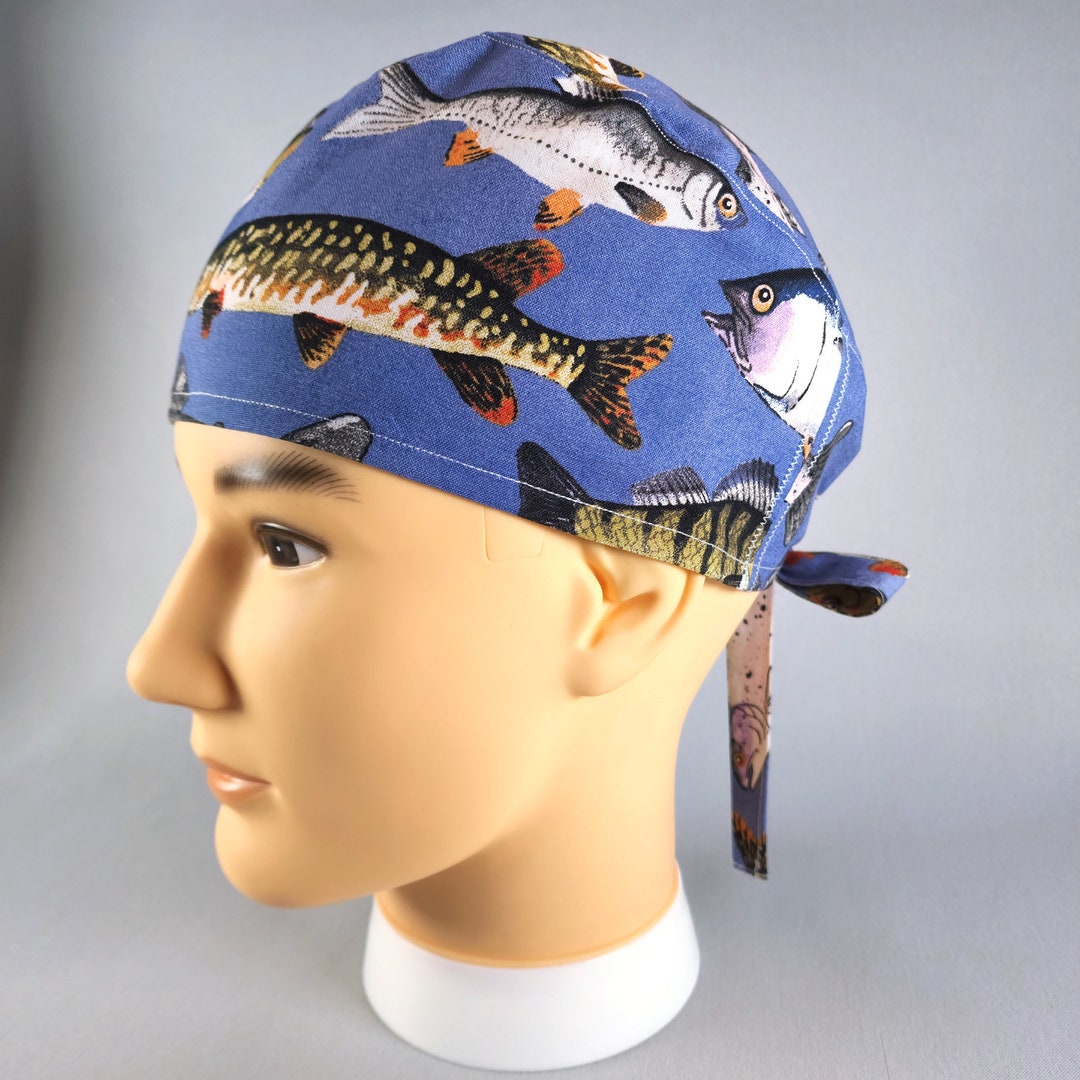 Fishing Scrub Cap Scrub Hats for Men Fish Blue Surgical Hat - Etsy