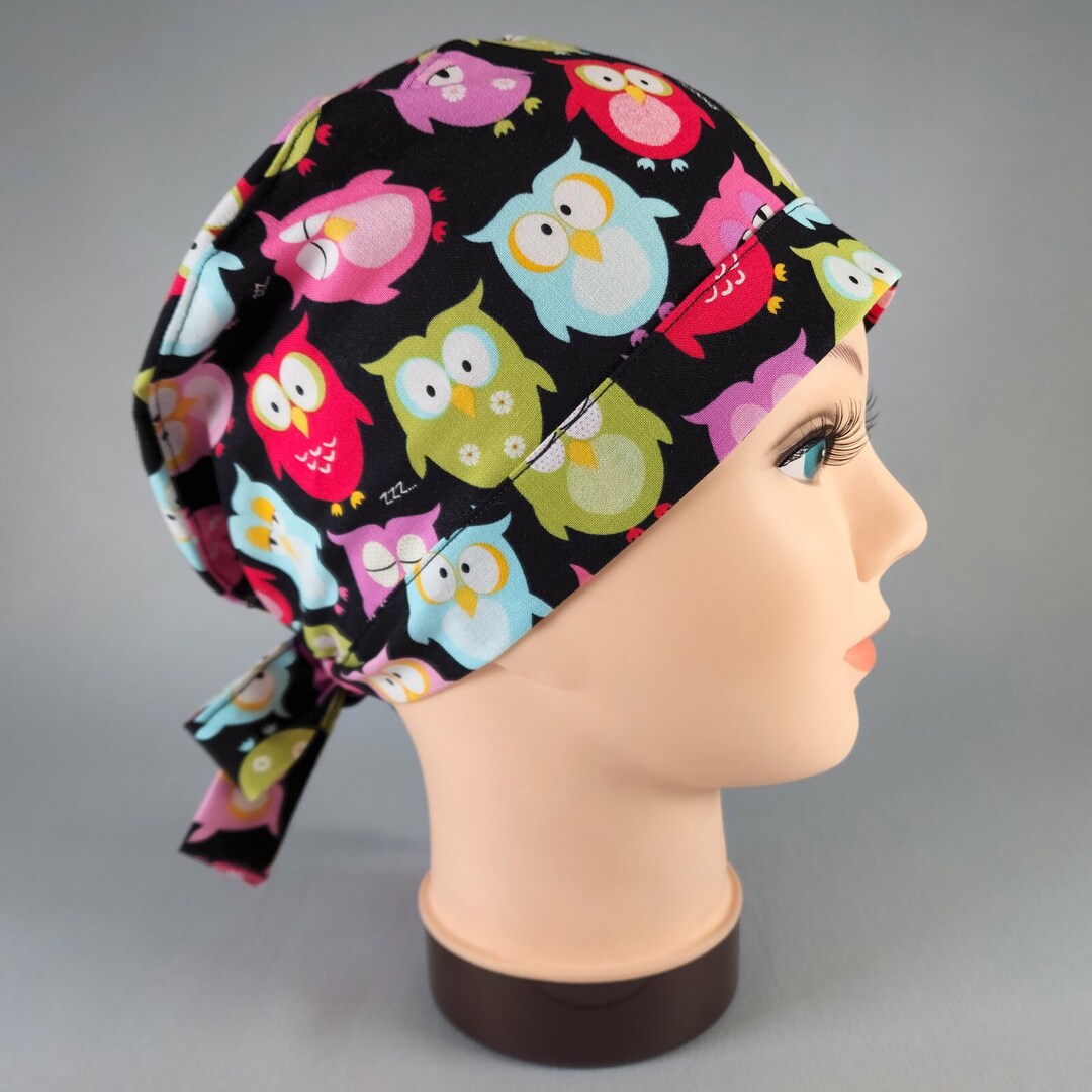 Owls Pixie Scrub Cap: Women's Surgical Hat With Hair Pocket - Etsy