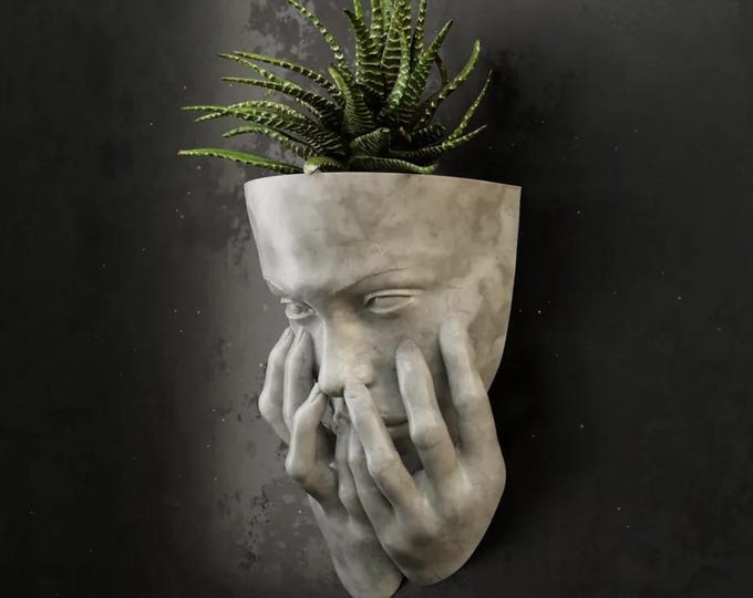 Floral Head Resin Vase | Succulent Face Planter | Handcrafted Human ...