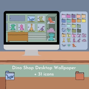 Dinosaur Shop Desktop Organizer Wallpaper, Icons, Mac, Windows - Etsy