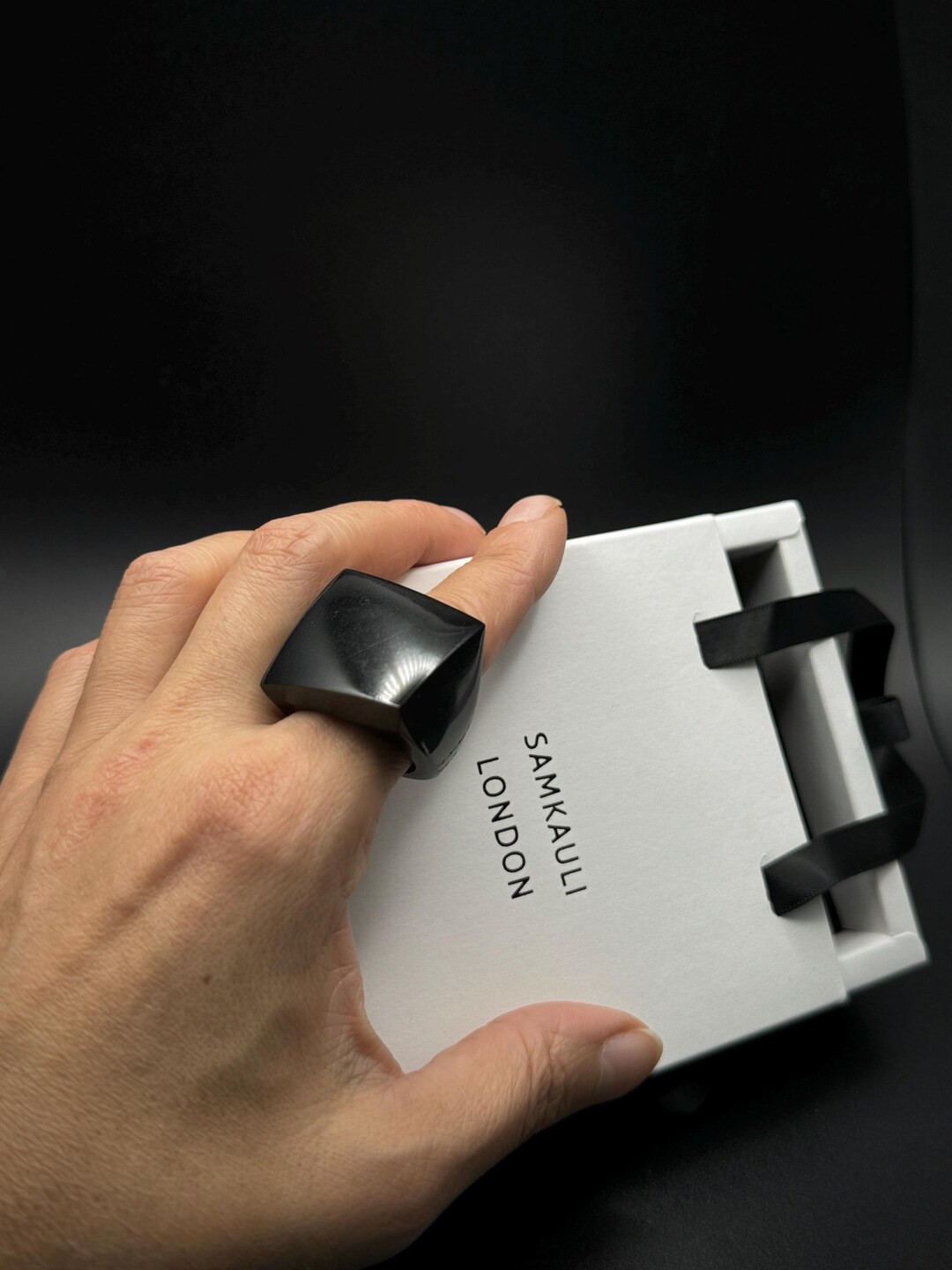 Hand Carved Jet Stone Ring: Modernist Avant Garde Jewelry, US 8 - Etsy