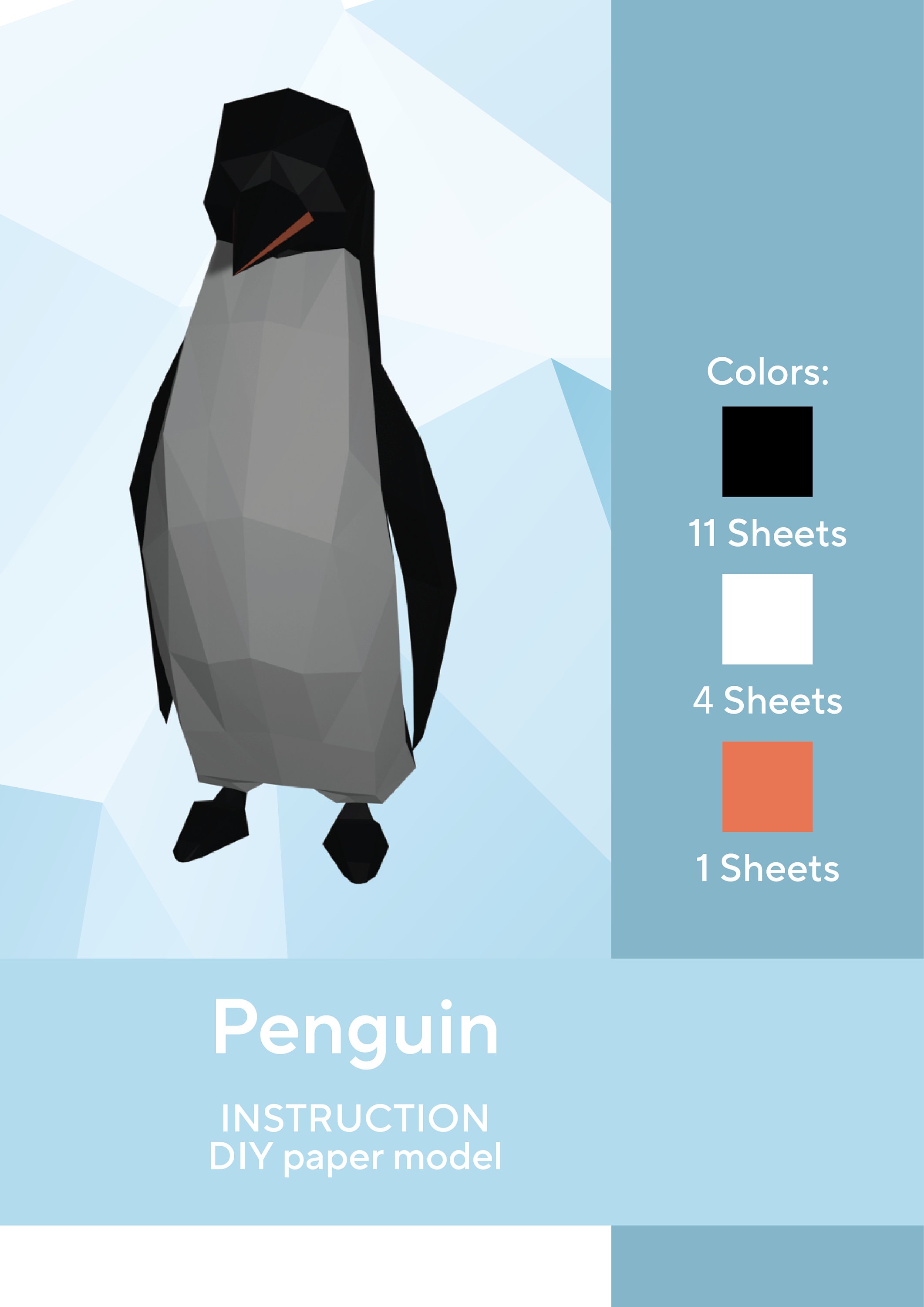 Penguin Model, Create Your Own 3D Papercraft Penguin, Origami Paper ...