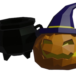 DIY Halloween Papercraft Bundle | 3D Pumpkin, Witch Hat & Cauldron ...