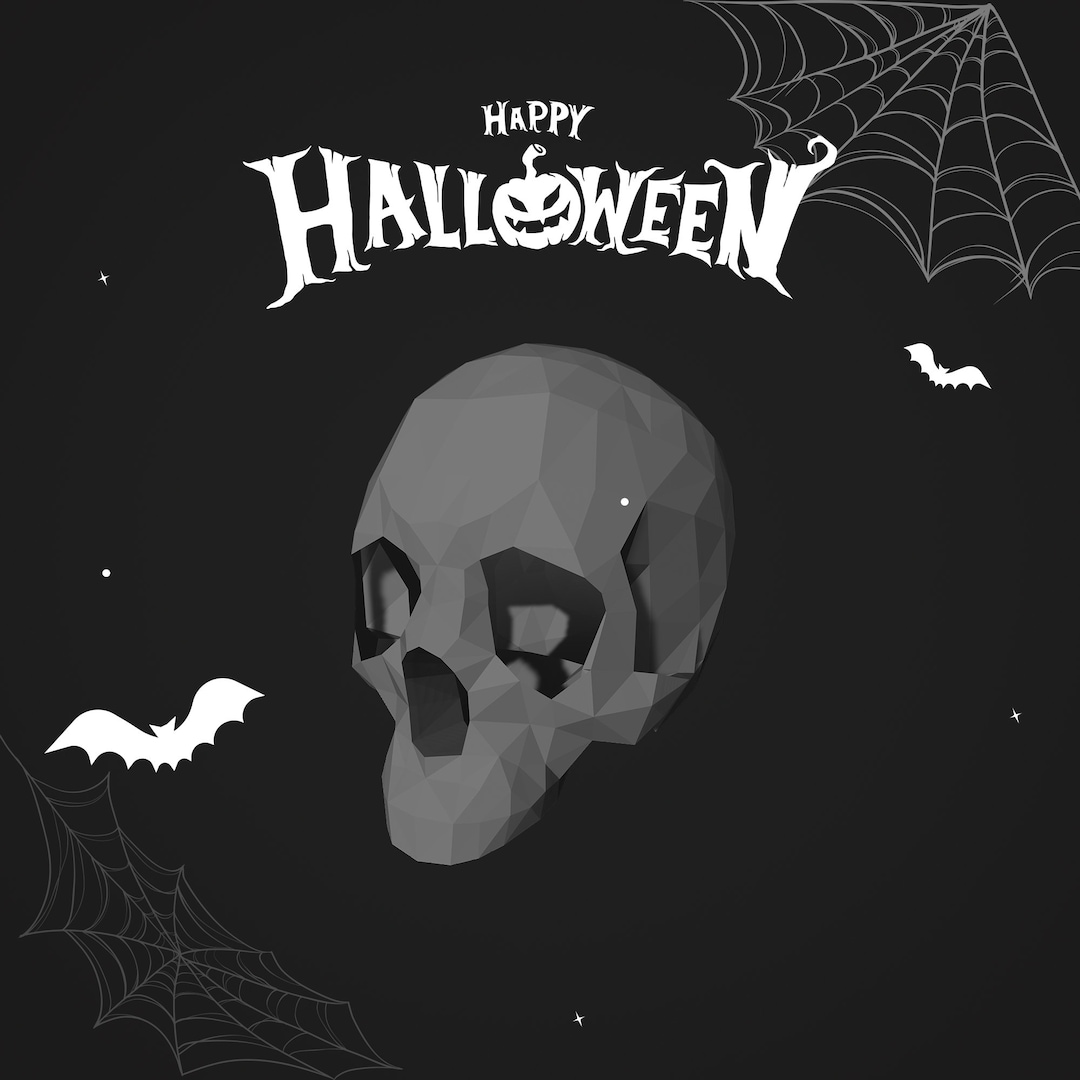 3D Skull Papercraft Template | DIY Halloween Origami Skull | Printable ...