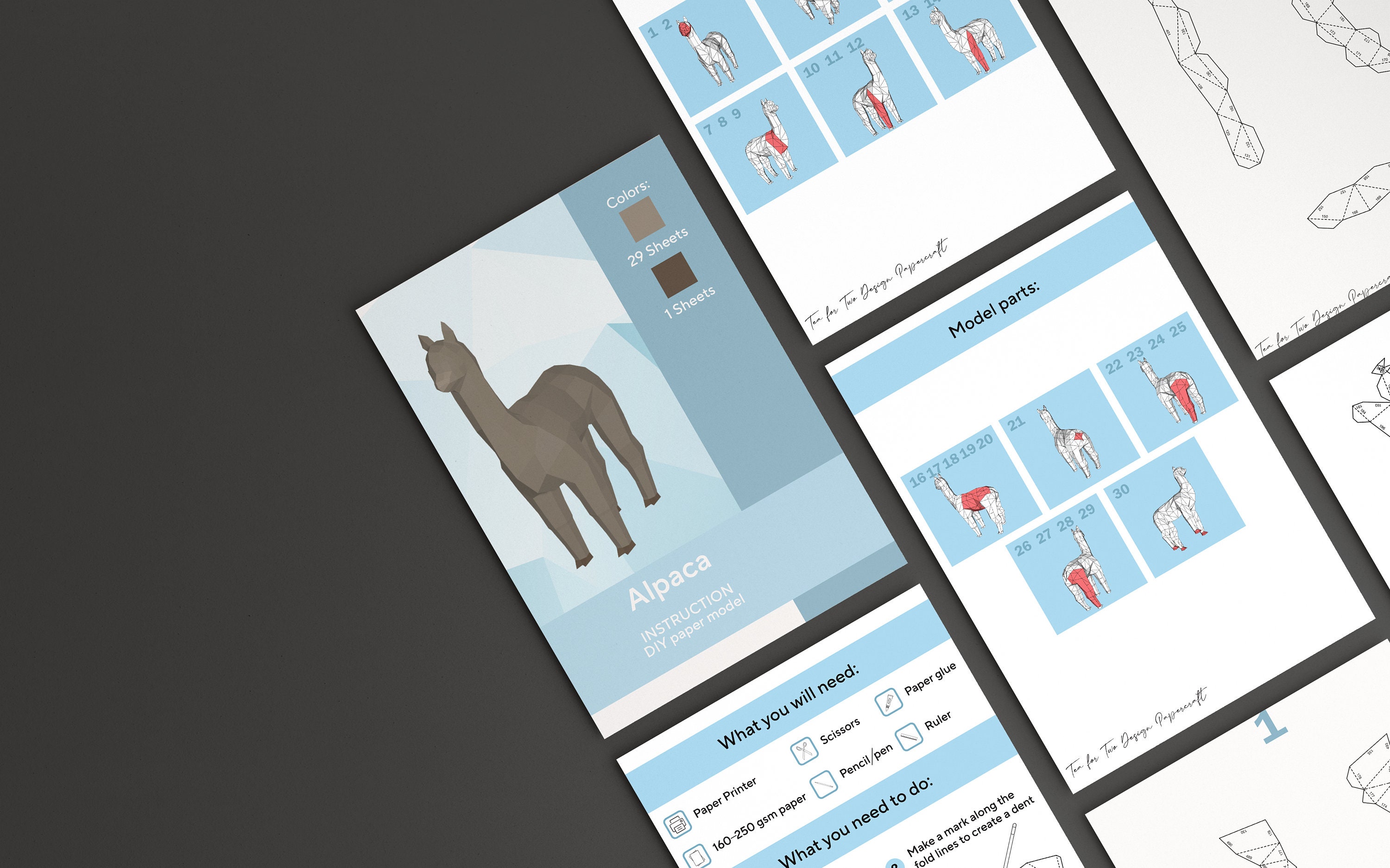 Cute Alpaca Model, Create Your Own 3D Papercraft Alpaca, Origami Paper ...