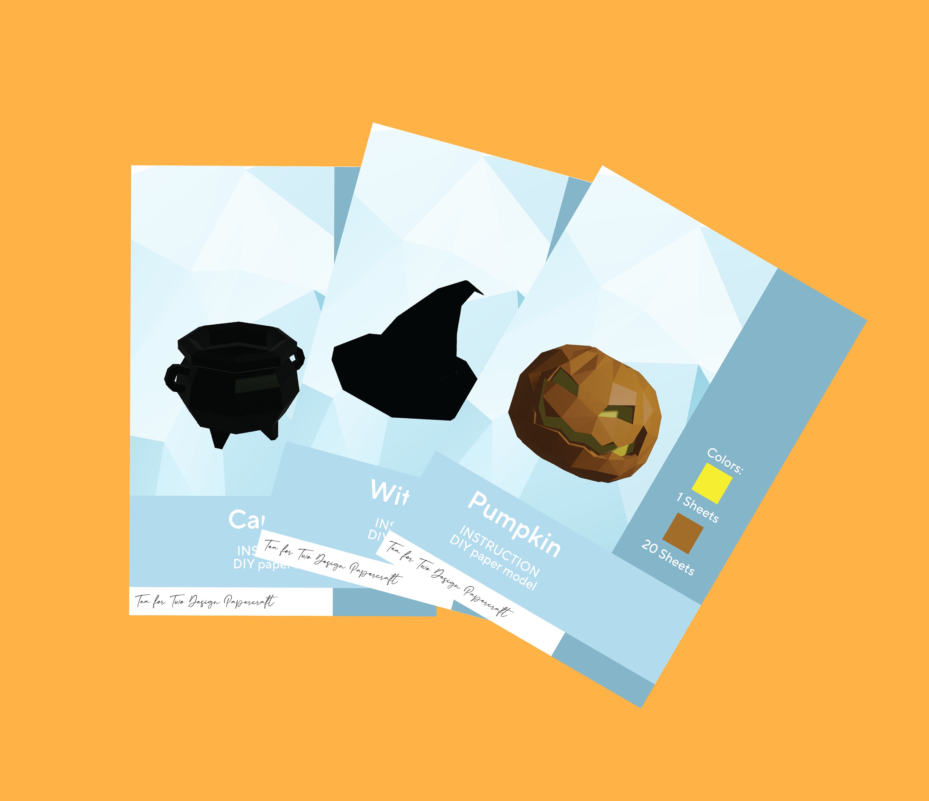 DIY Halloween Papercraft Bundle | 3D Pumpkin, Witch Hat & Cauldron ...
