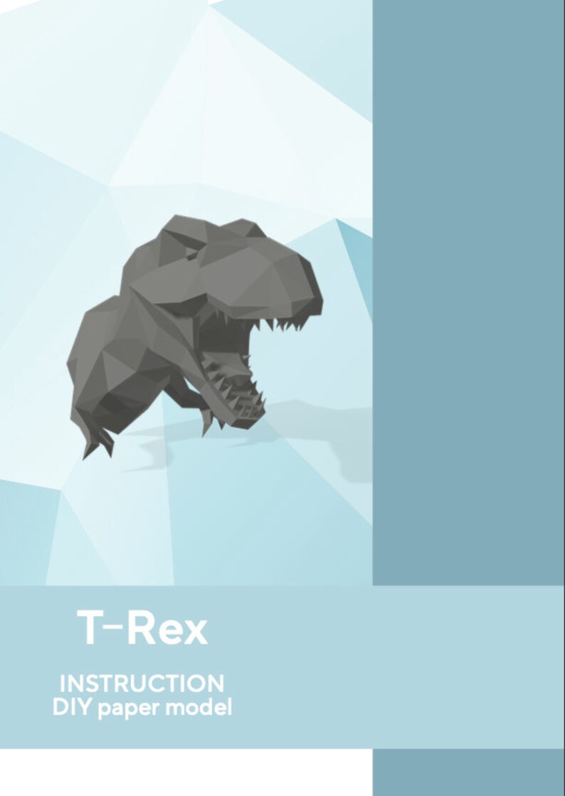3D T-rex Papercraft Template | DIY Dinosaur Paper Model | Origami T-rex ...