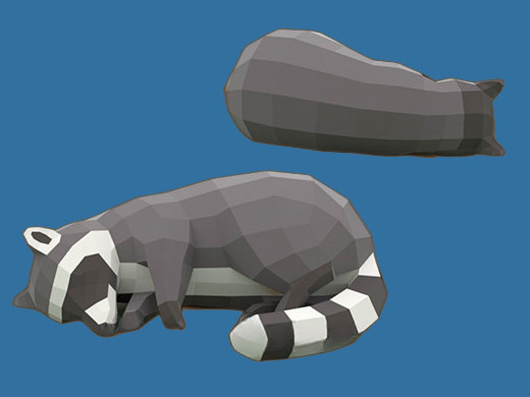 Modelo de mapache durmiente, crea tu propio mapache en papel 3D ...