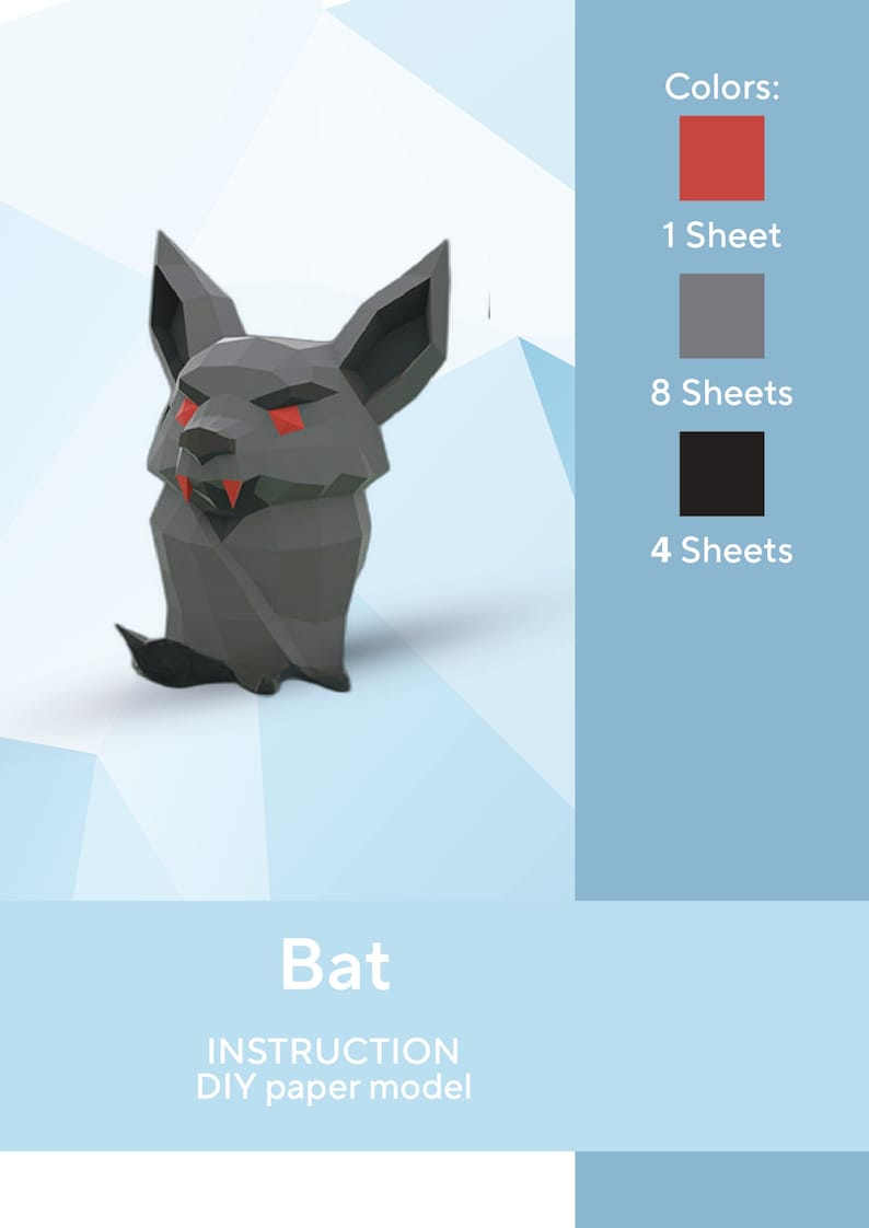 Bat Model, Create Your Own 3D Papercraft Bat, Origami Bat, Paper ...