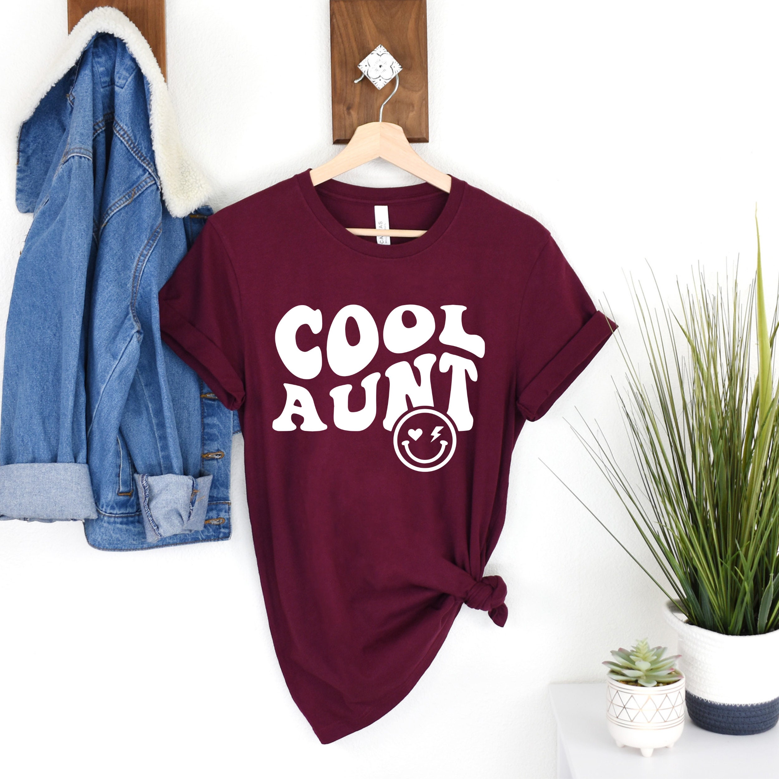 Cool Aunt Shirt, Lightning Bolt Smiley Tee, Funky Auntie Gift, Cool ...