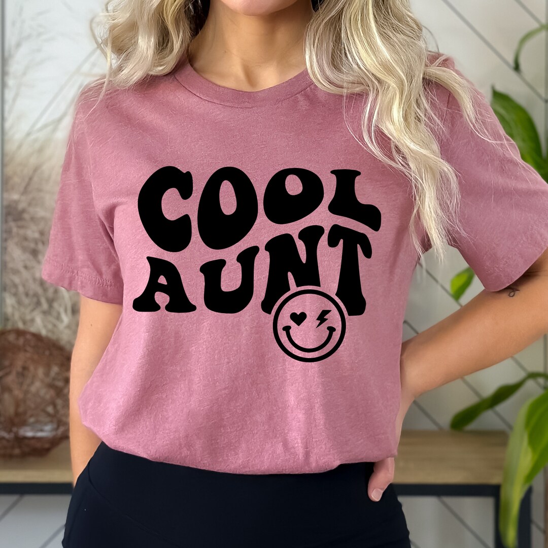 Cool Aunt Shirt, Lightning Bolt Smiley Tee, Funky Auntie Gift, Cool ...