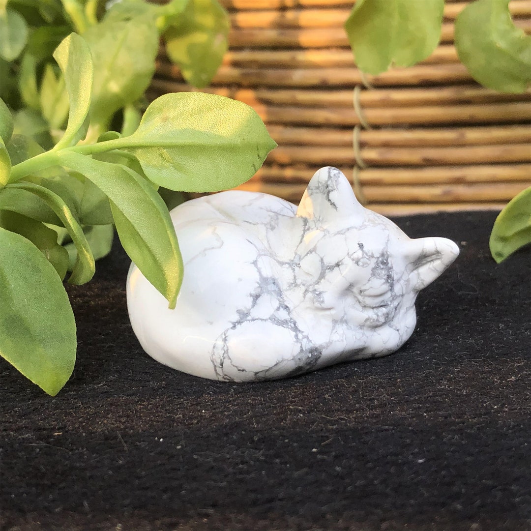 2'' Natural Howlite Cat Quartz Cat Crystal Heal - Etsy