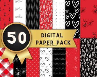 42 Valentine Digital Papers,heart Digital Paper,heart and Valentine ...