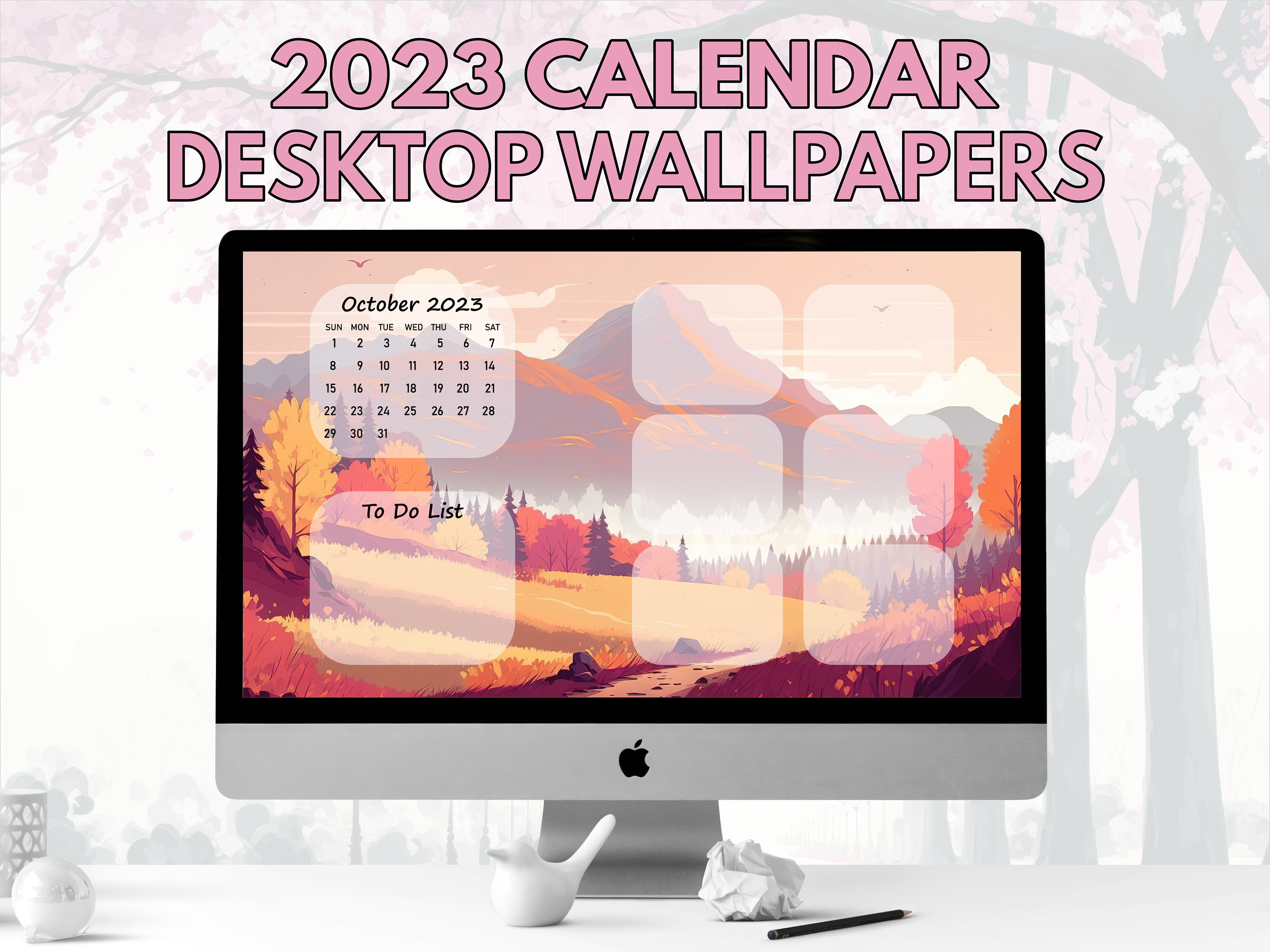 2023 Calendar Desktop Wallpaper Organizer, 4K HD MacBook and Windows ...