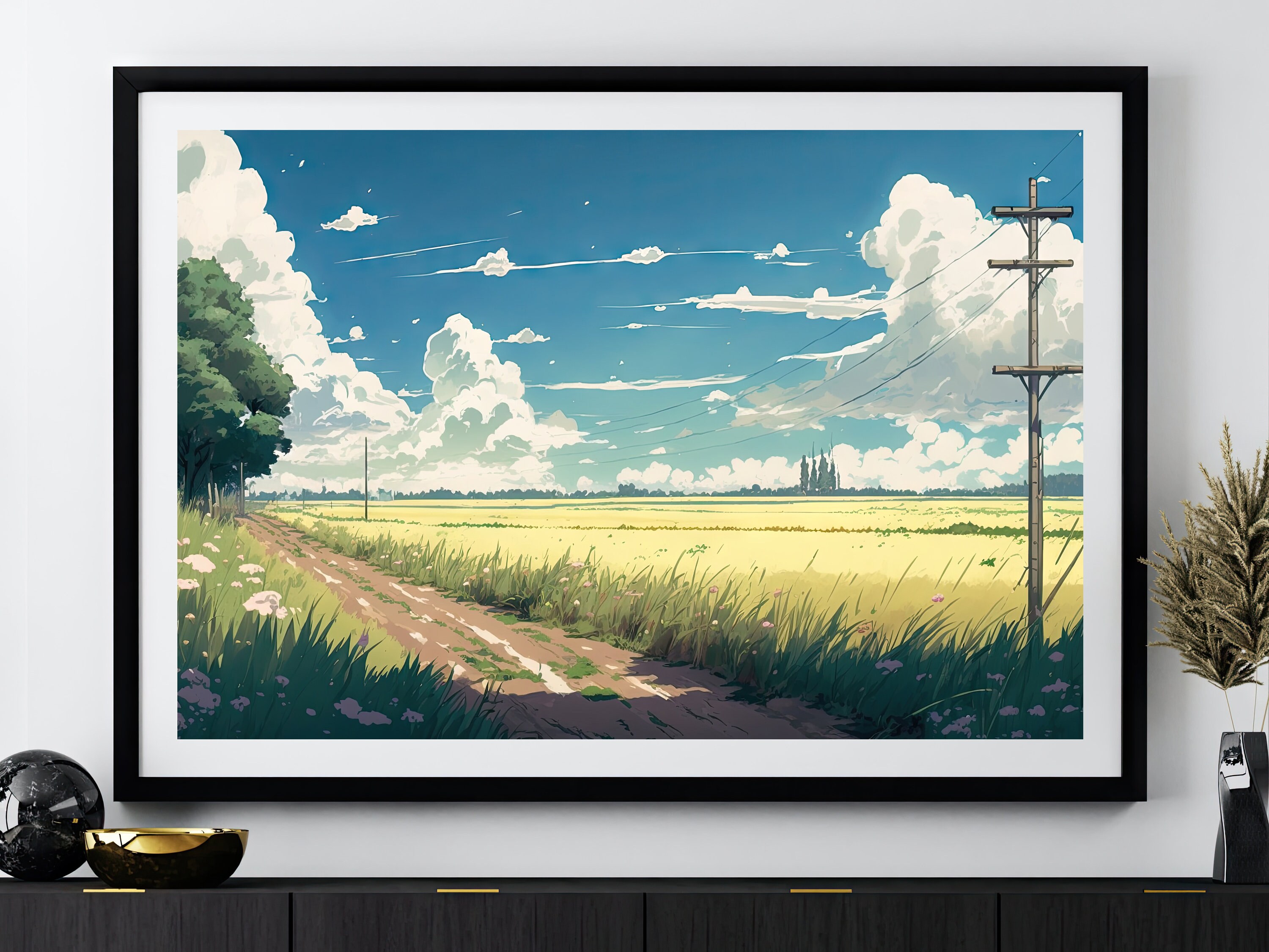 Japanese Landscape Anime Poster, AI Generated Digital Download Wall Art ...