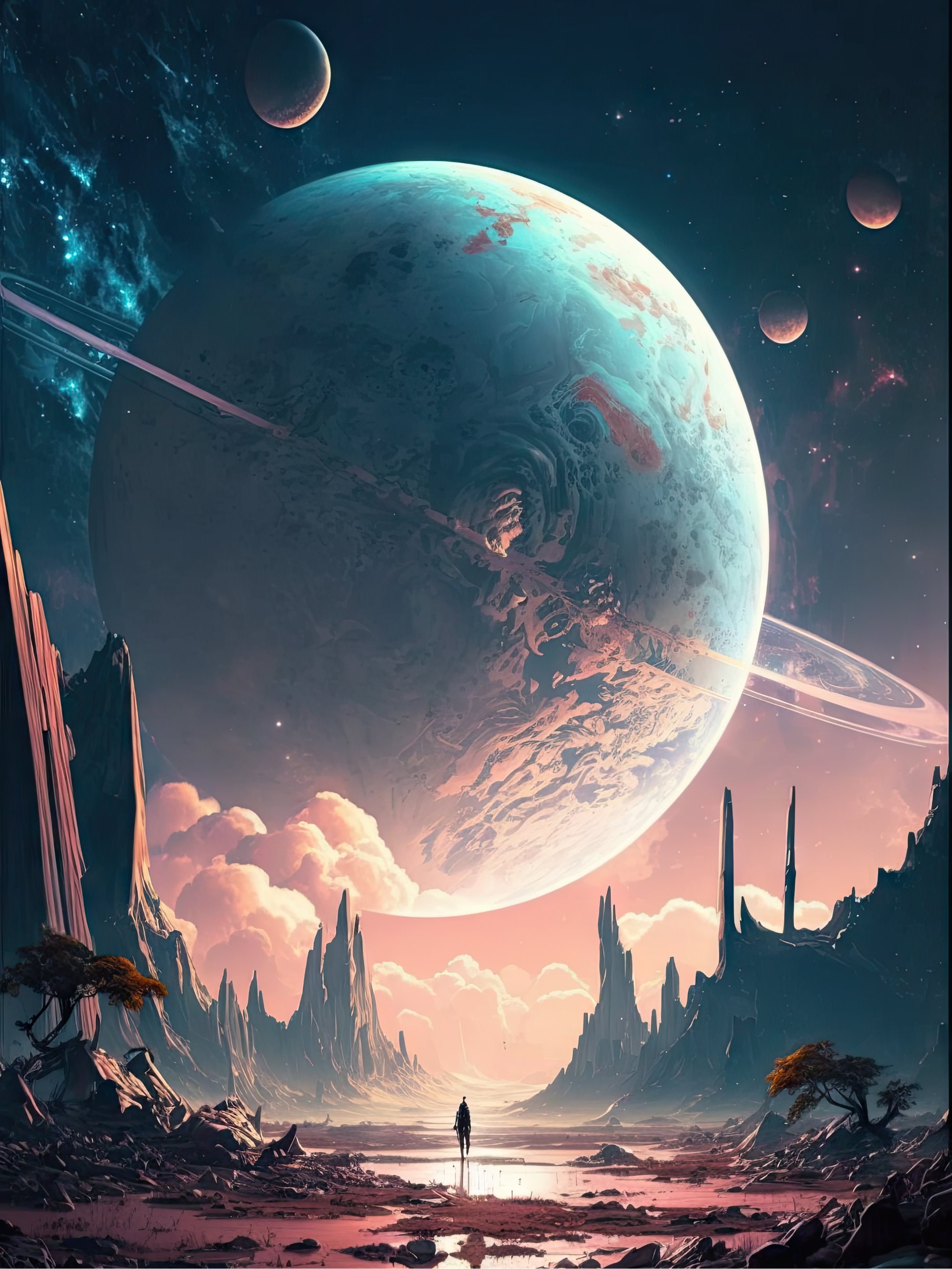 Alien Planet Landscape Wall Art, AI Generated Digital Download Poster ...