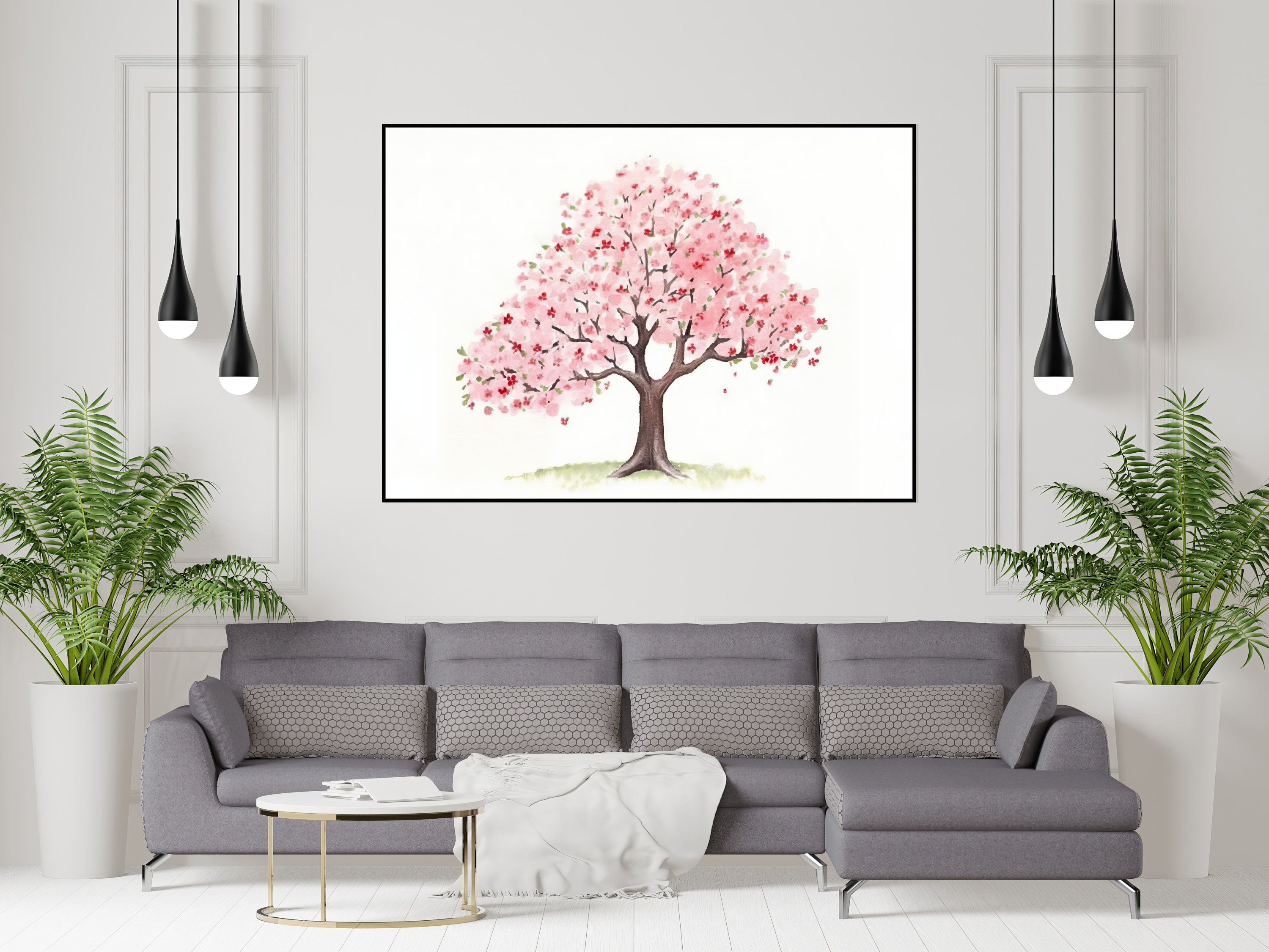 Cherry Blossom Decor Sakura Tree Watercolor Painting From - Etsy