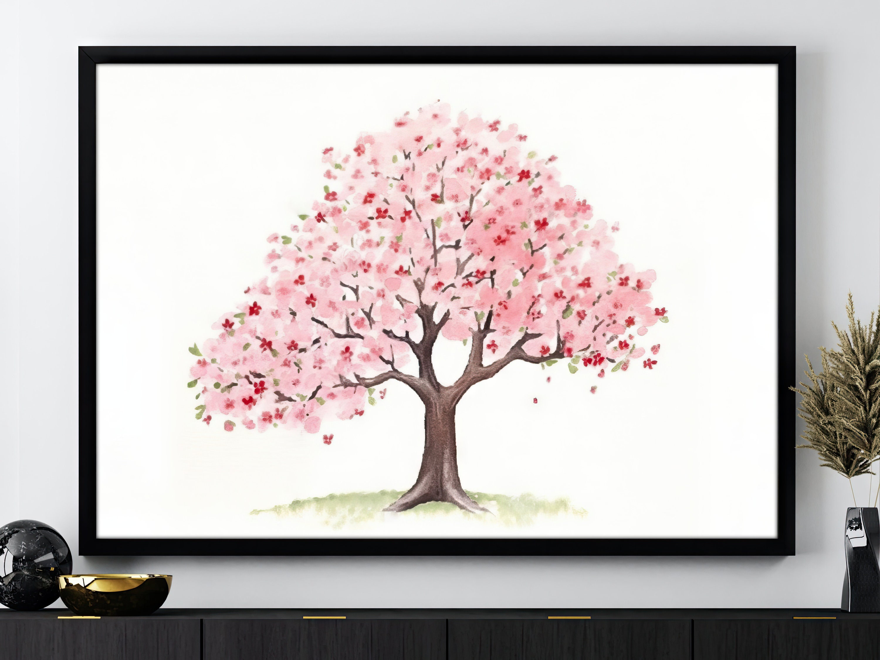Cherry Blossom Decor Sakura Tree Watercolor Painting From - Etsy