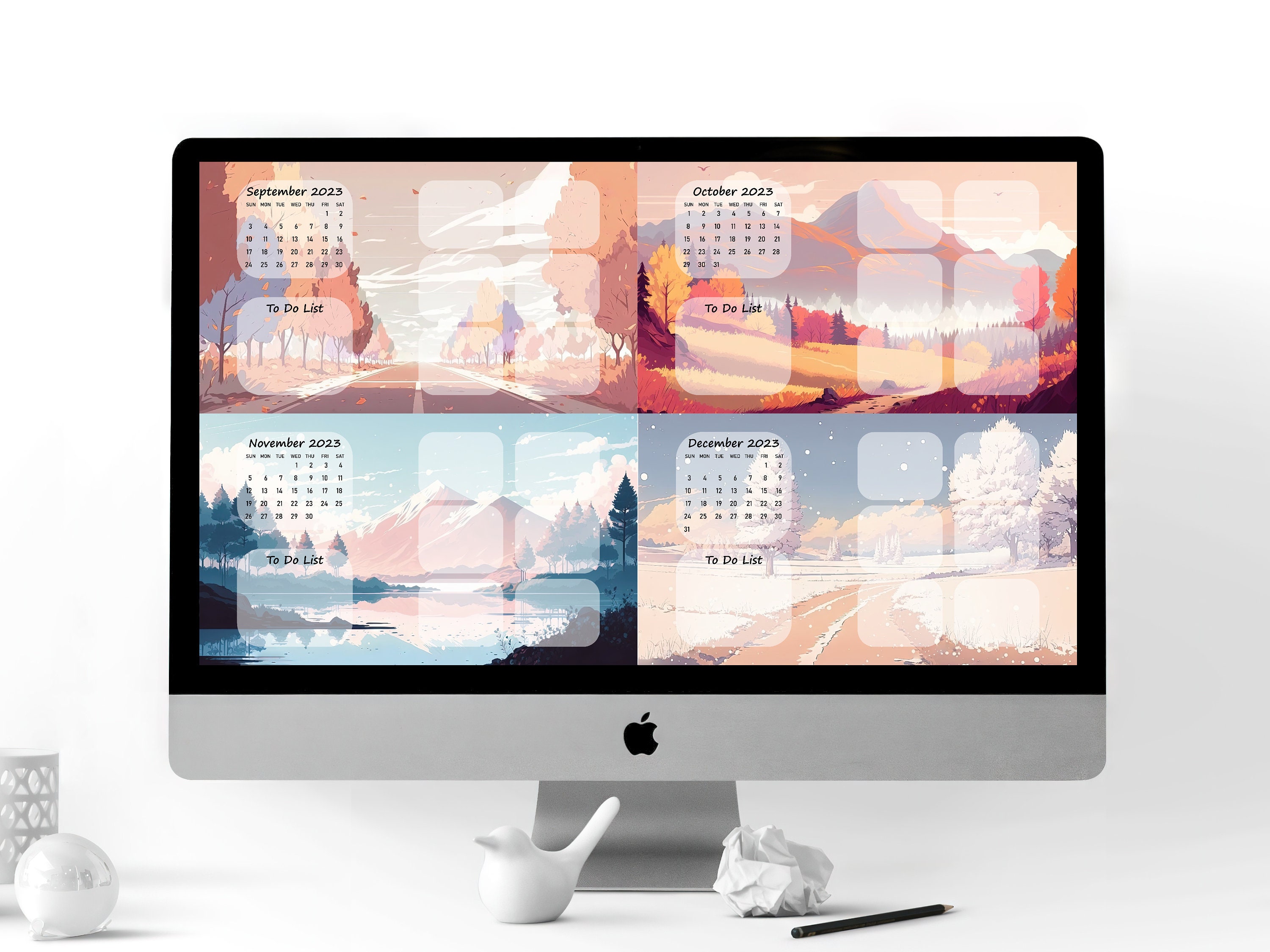 2023 Calendar Desktop Wallpaper Organizer, 4K HD MacBook and Windows ...