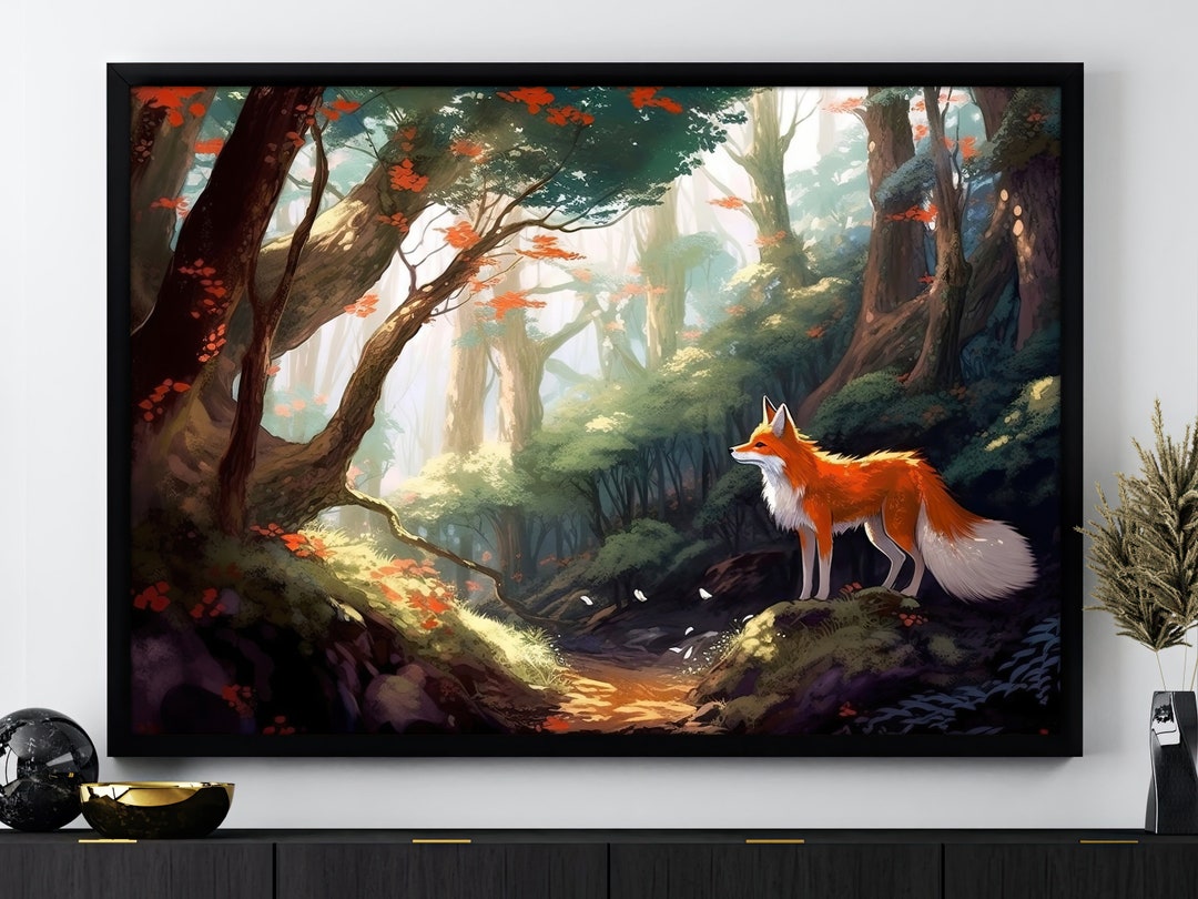 Enchanted Forest Wall Art - Fox Print, AI Art Digital Download Poster ...