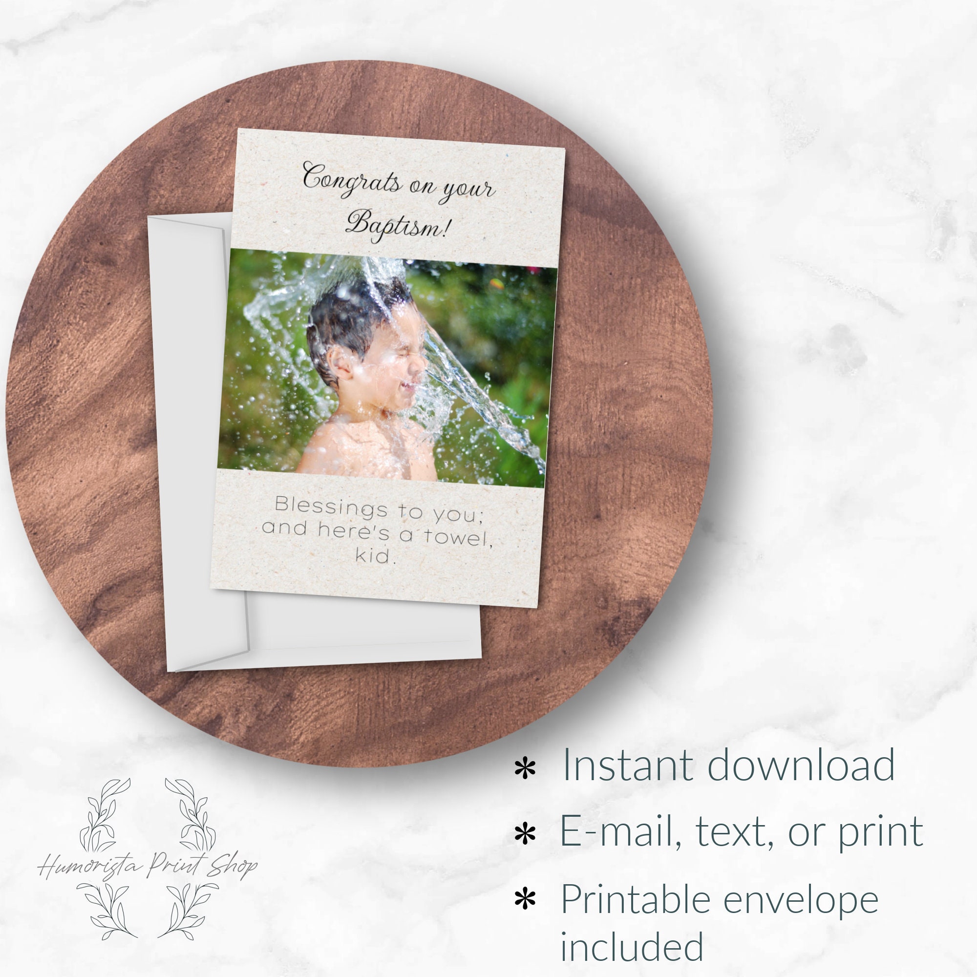 Digital Printable Funny Baptism Card for Kid or Baby Instant Download ...