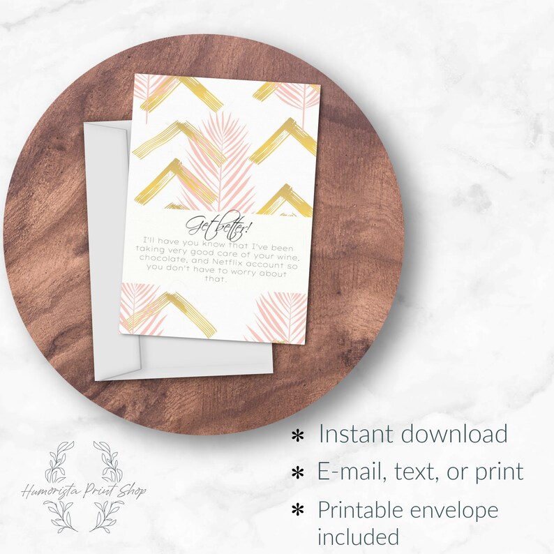 Funny Printable Get Well Card Instant Download Silly Digital Feel ...