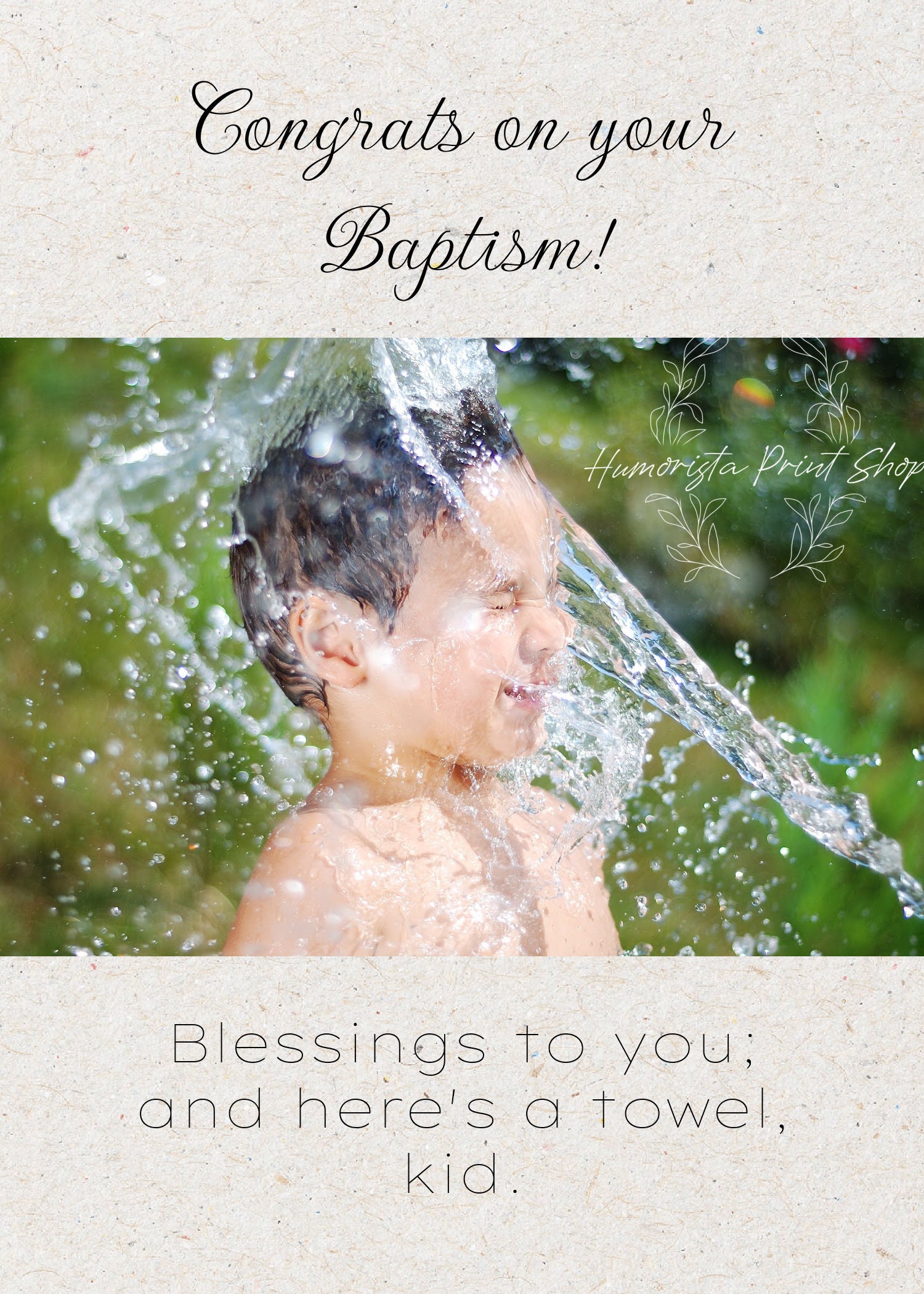 Digital Printable Funny Baptism Card for Kid or Baby Instant Download ...