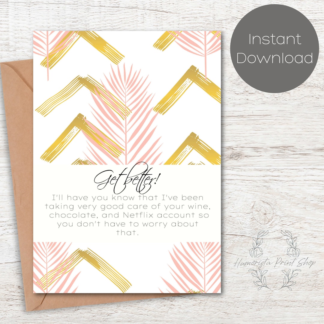 Funny Printable Get Well Card Instant Download Silly Digital Feel ...